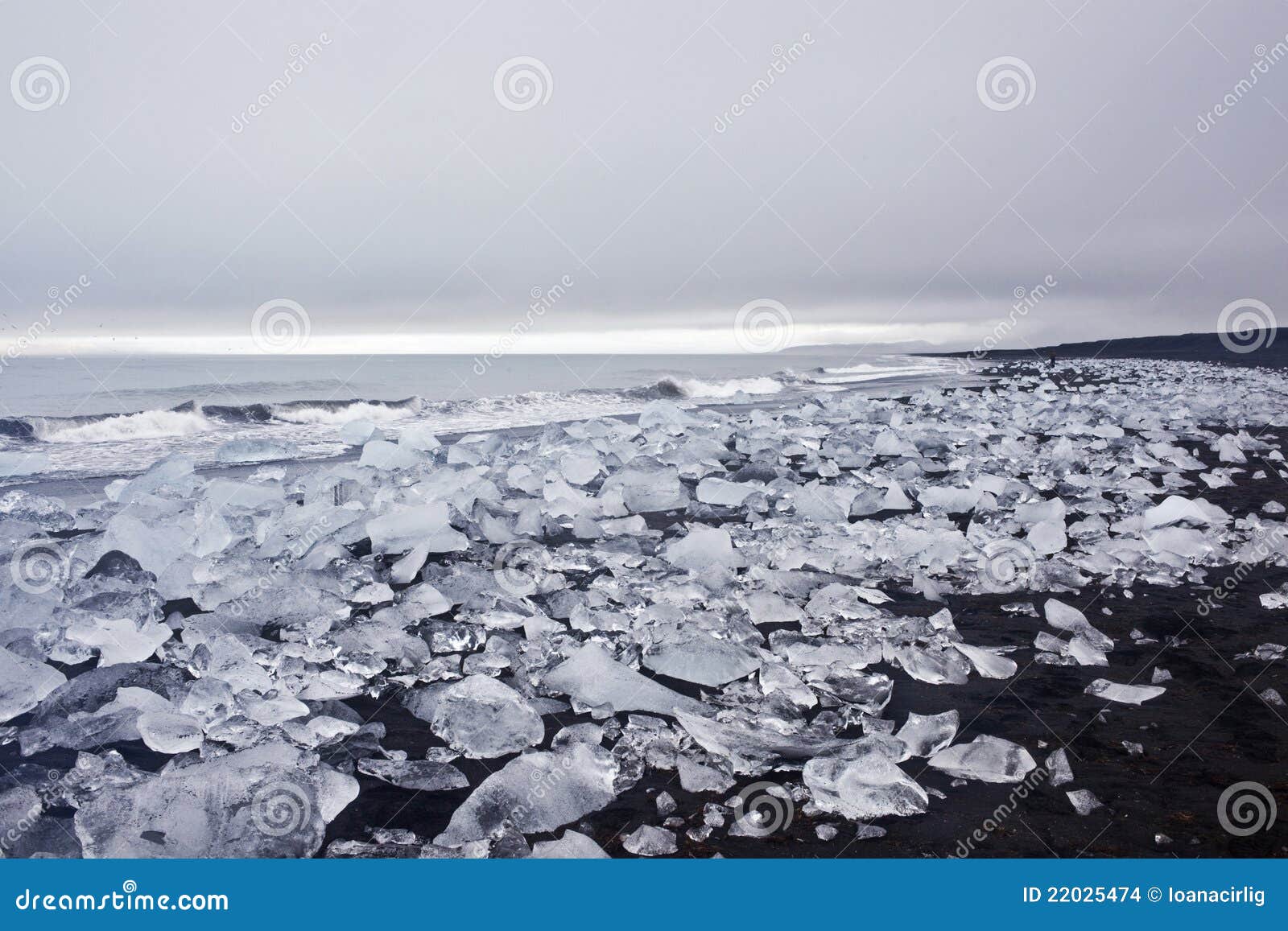 Black Sand Beach with Ice stock photo. Image of environment - 22025474