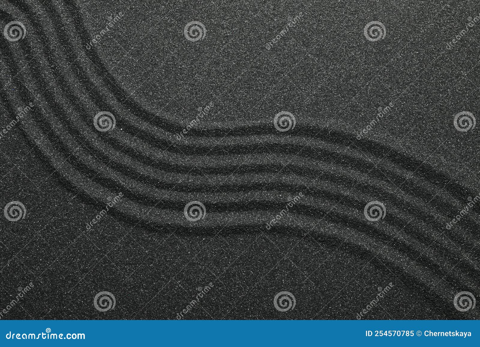 Black Sand with Beautiful Pattern, Top View. Zen Concept Stock Image ...