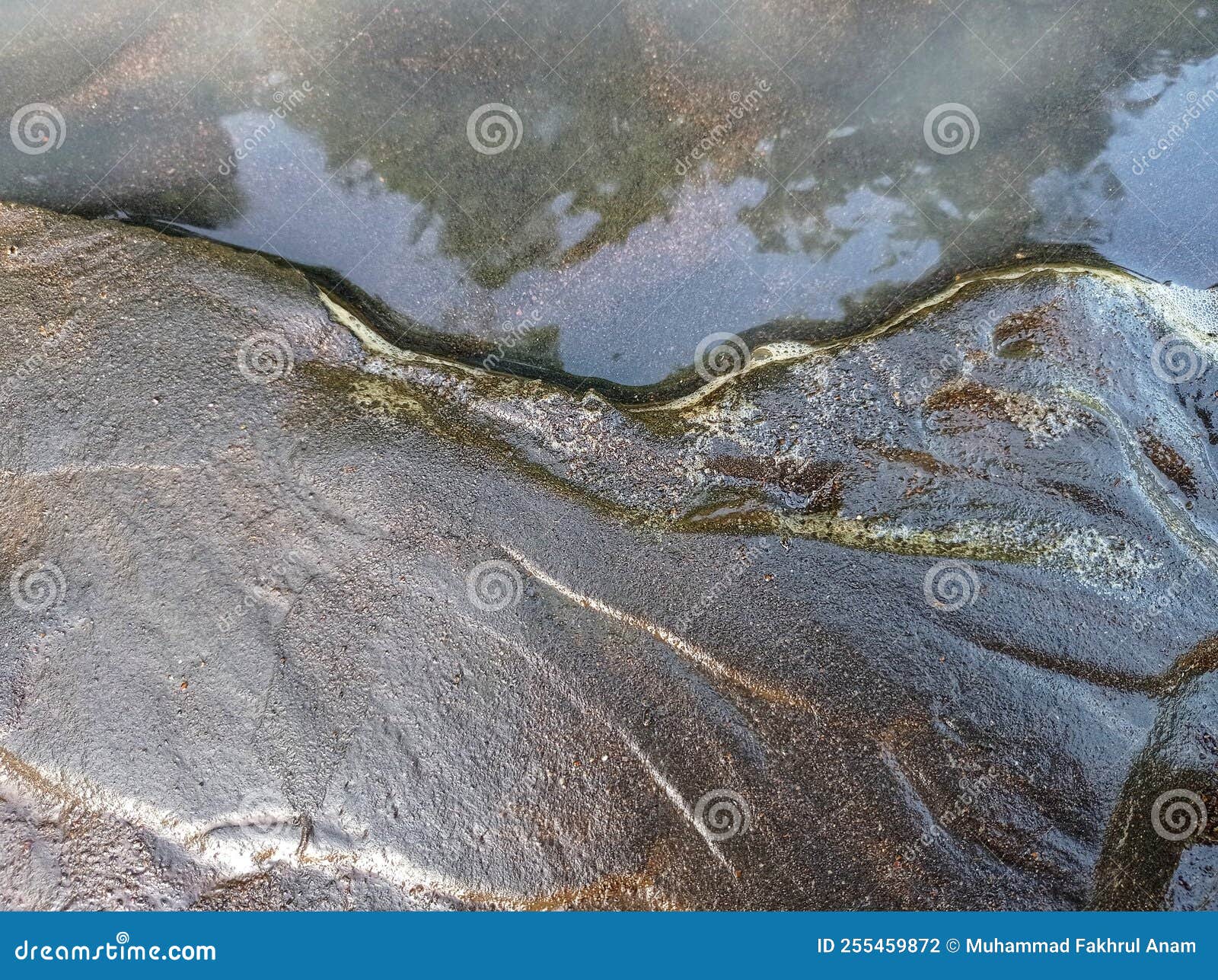 The Black Sand on the River Forms a Unique Texture Stock Photo - Image ...