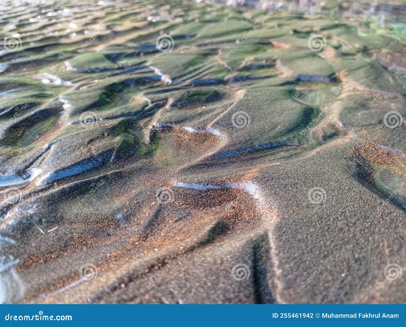 The Black Sand on the River Forms a Unique Texture Stock Photo - Image ...