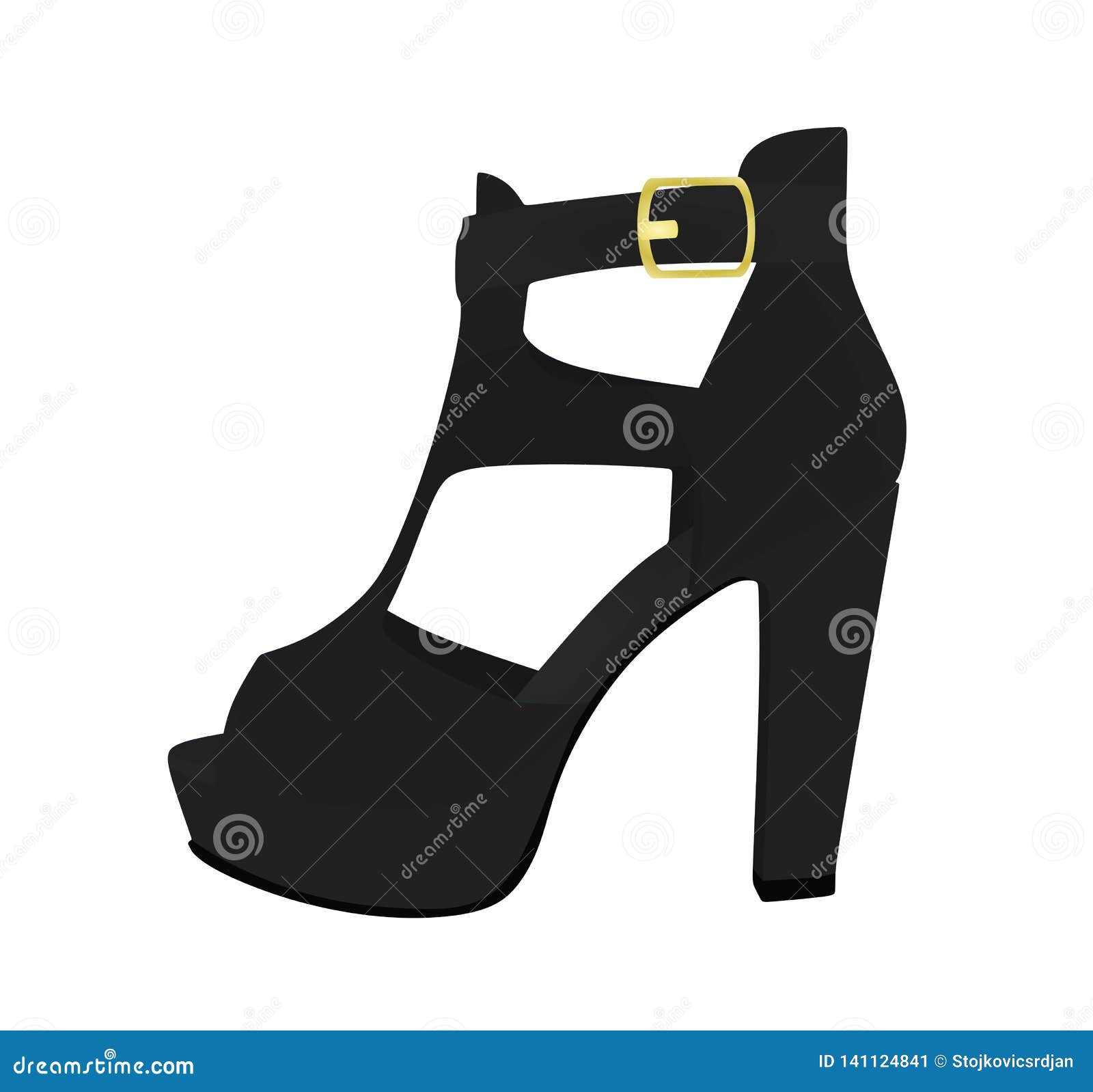 Black sandal. side view stock vector. Illustration of design - 141124841