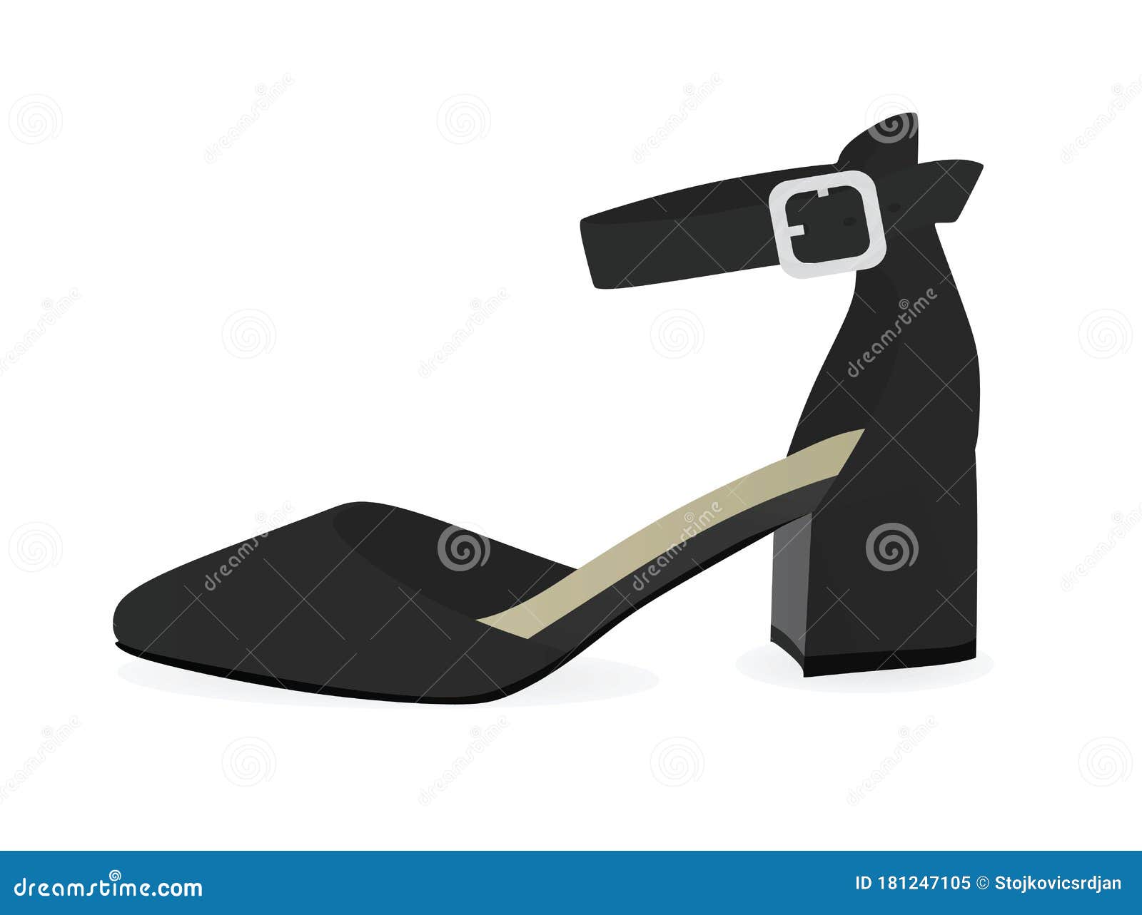Black sandal side view stock vector. Illustration of heels - 181247105