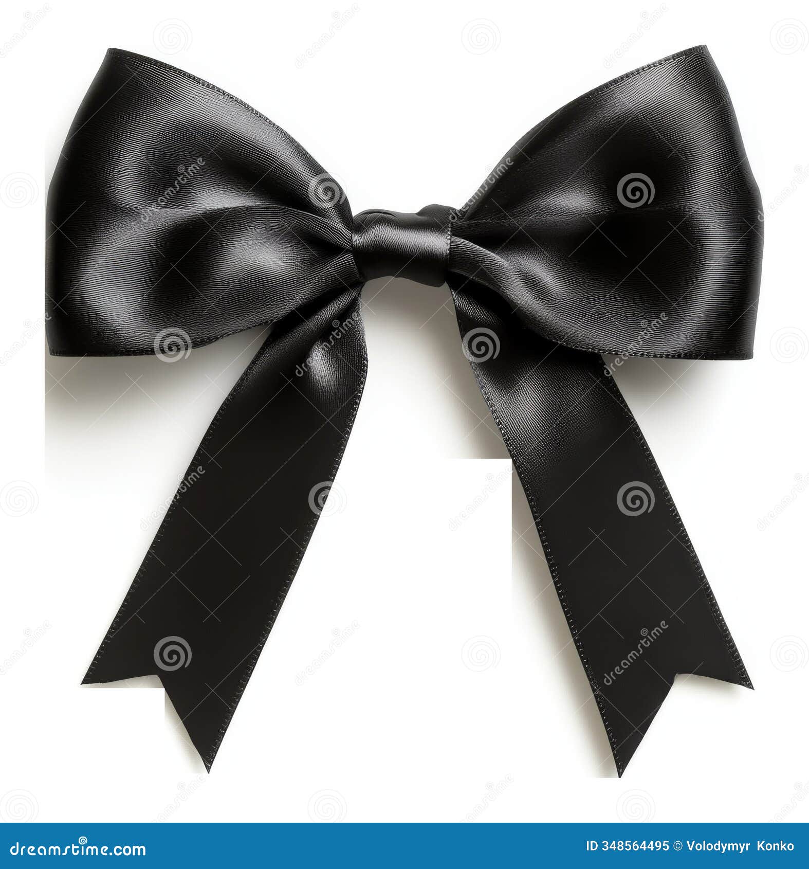Black Satin Ribbon Bow Isolated on White, Elegance and Textile Concept ...