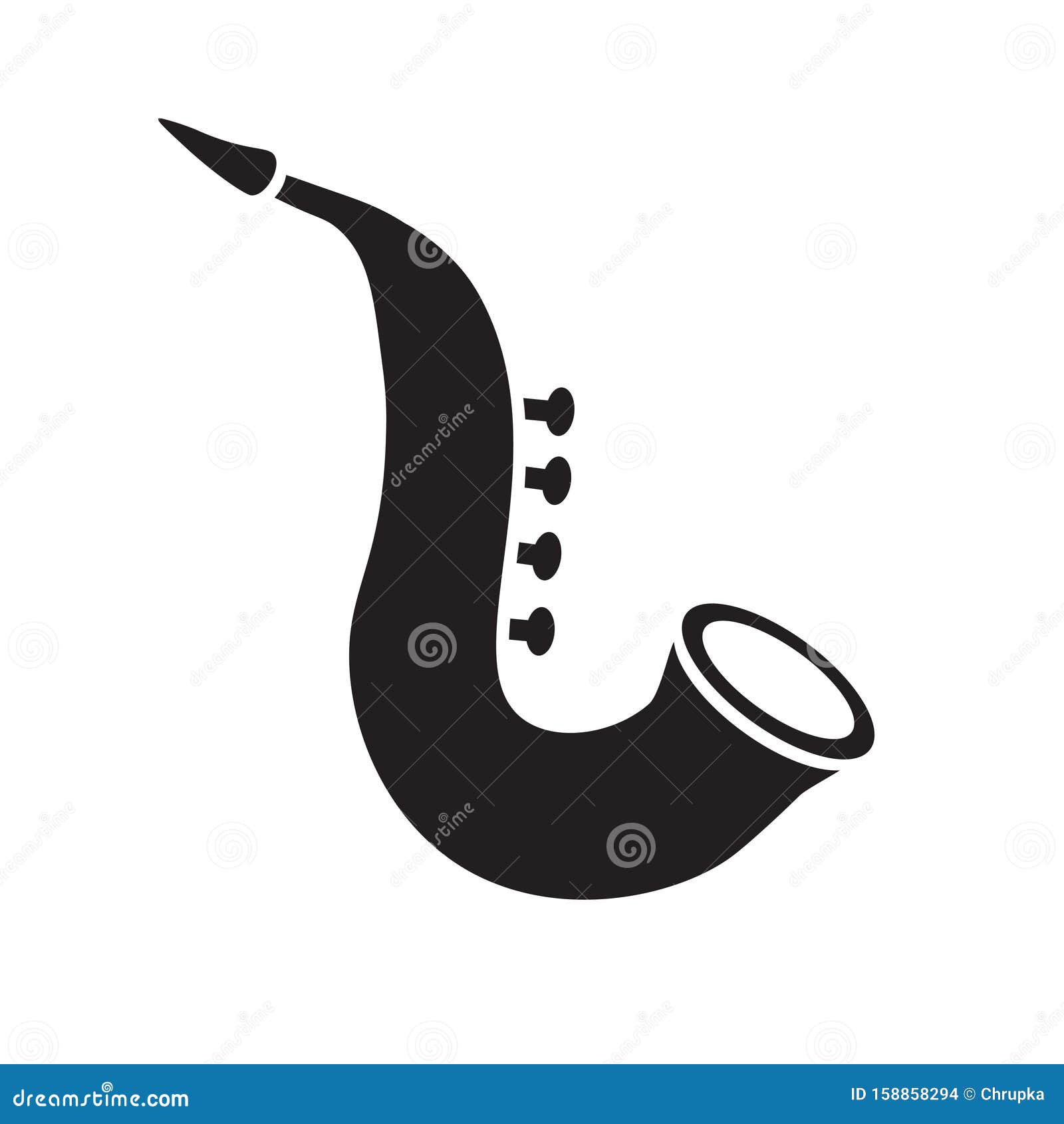 Black saxophone icon stock vector. Illustration of symphony - 158858294