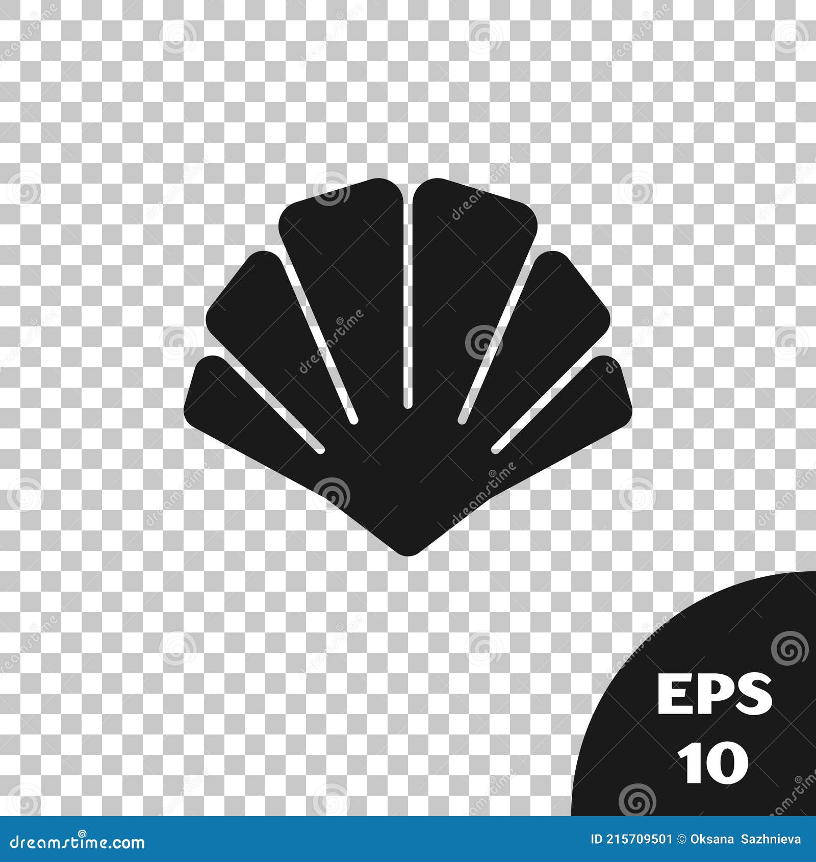 Black Scallop Sea Shell Icon Isolated on Transparent Background ...
