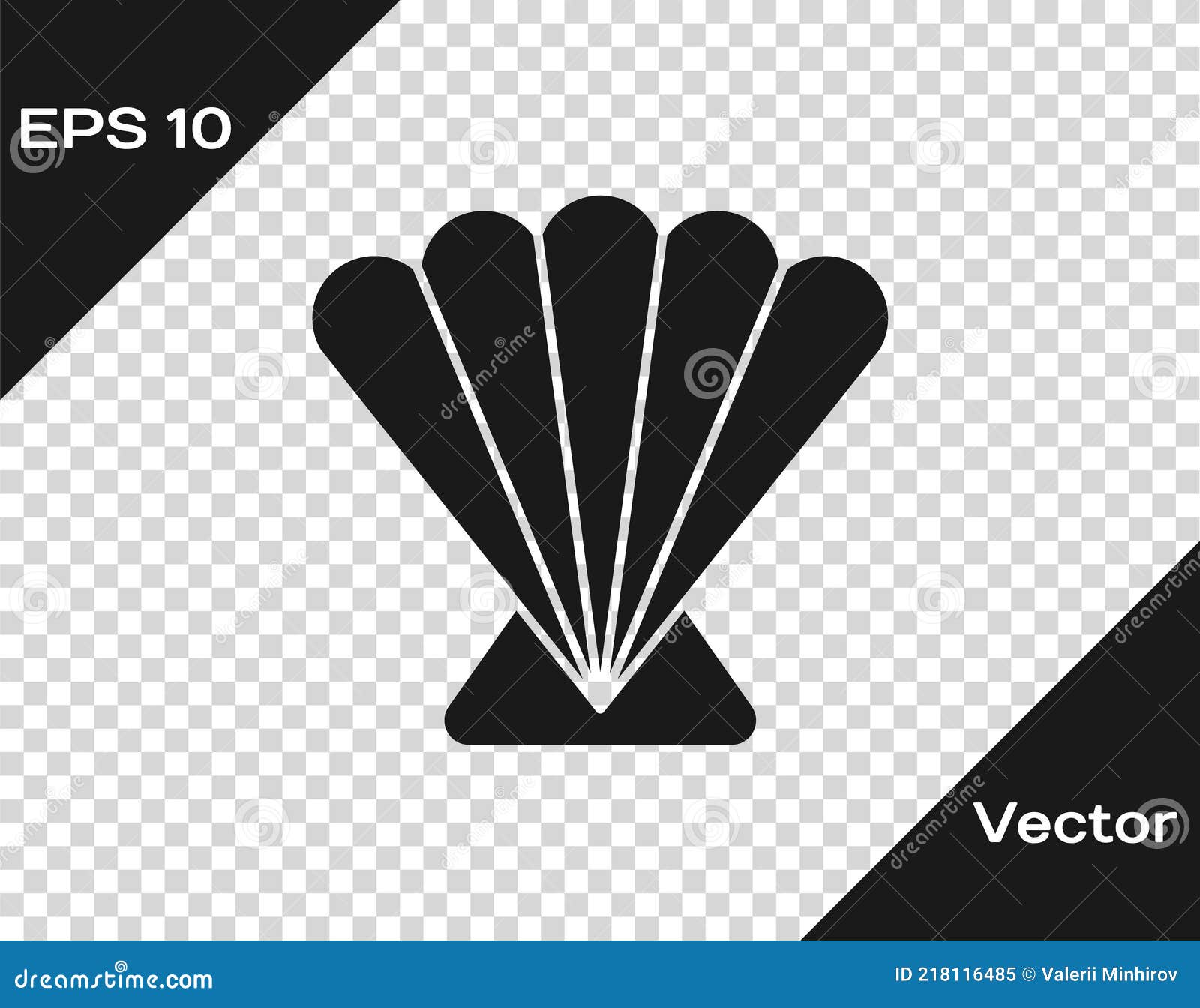 Black Scallop Sea Shell Icon Isolated on Transparent Background ...