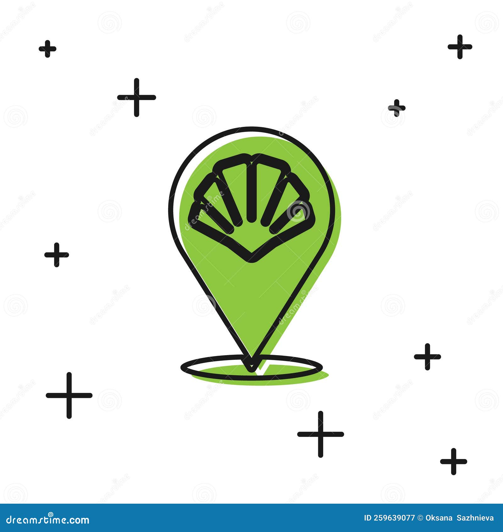 Black Scallop Sea Shell Icon Isolated on White Background. Seashell ...