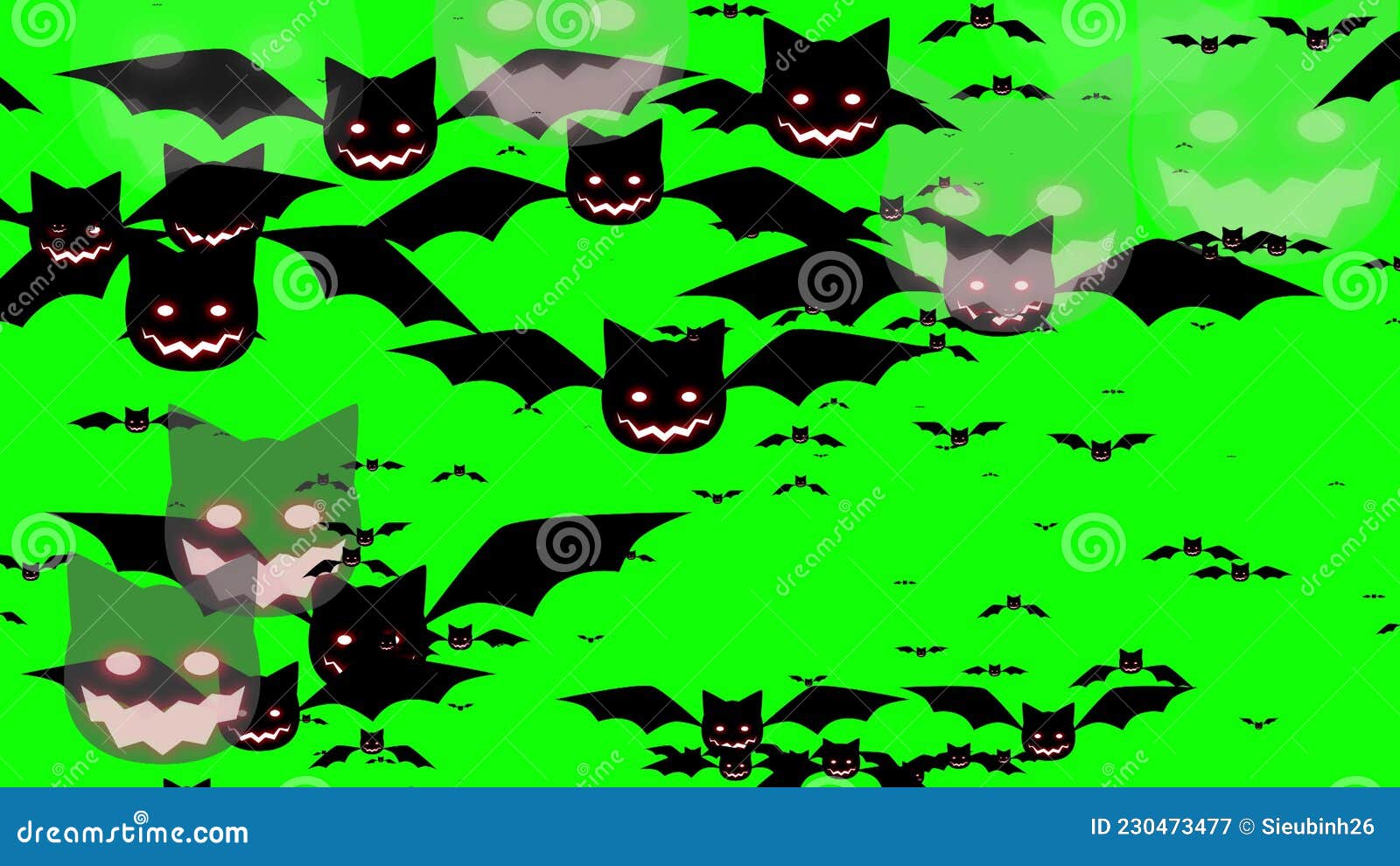 Black Scary Bats Flying on Green Screen Stock Video - Video of fright ...