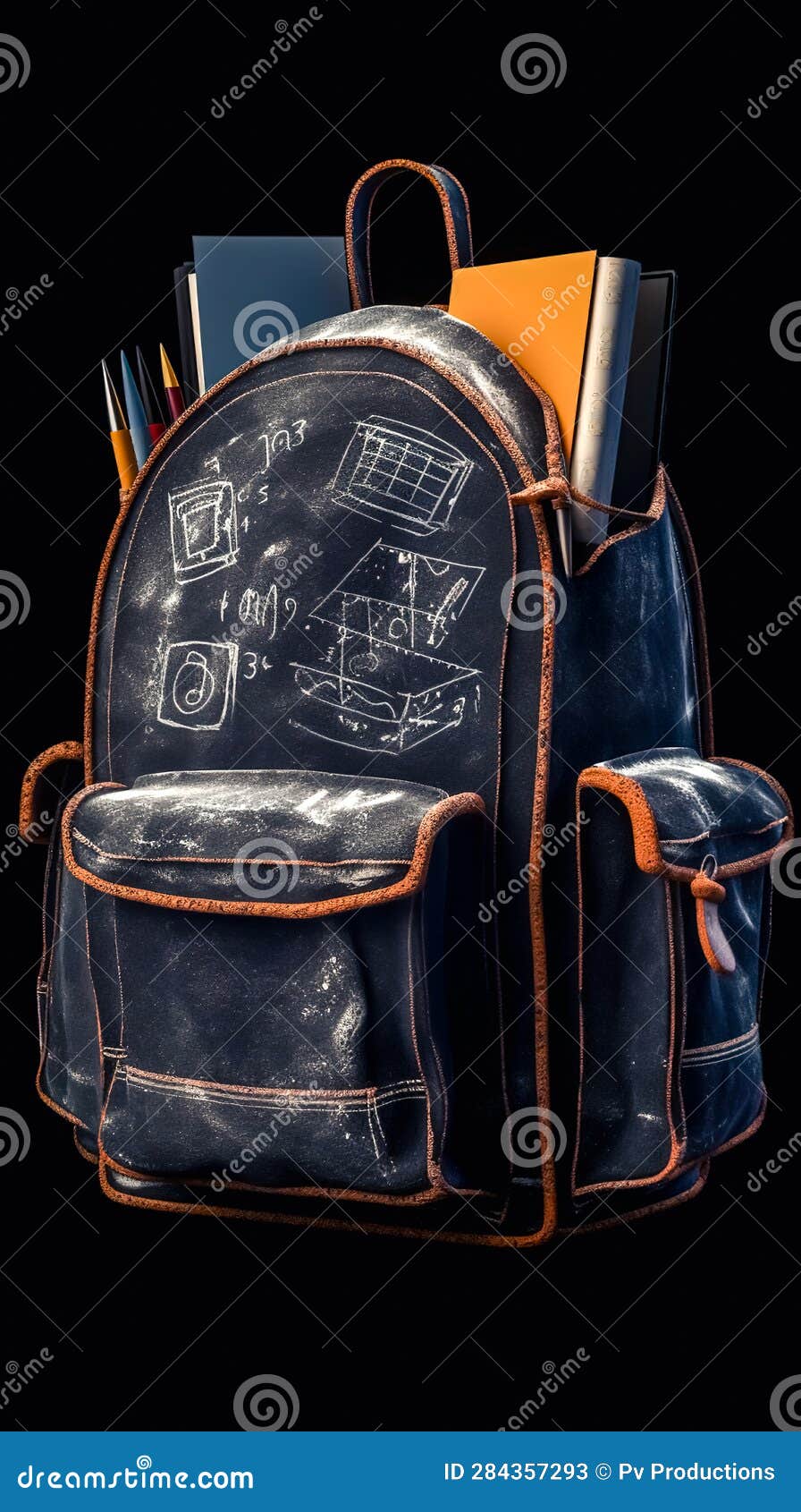 Black School Backpack, Painted with Chalk, Generative AI. Stock ...