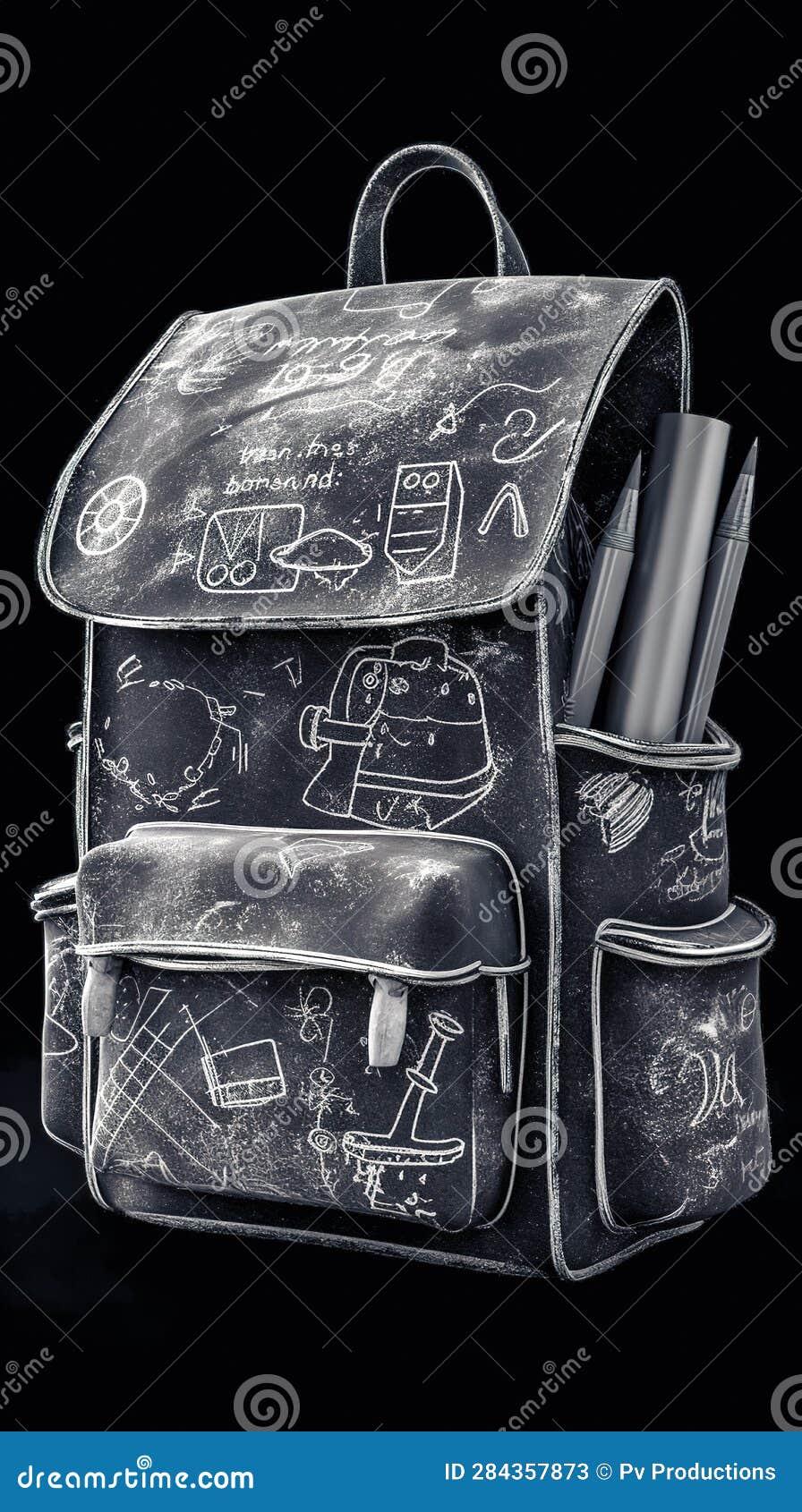 Black School Backpack, Painted with Chalk, Generative AI. Stock ...