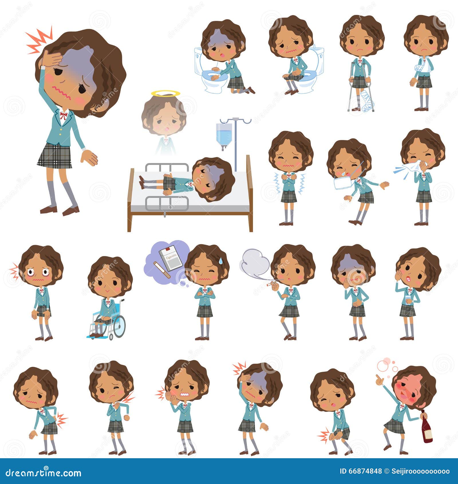 Drunk School Girl Overdose In Unconscious. First Aid Illustration ...