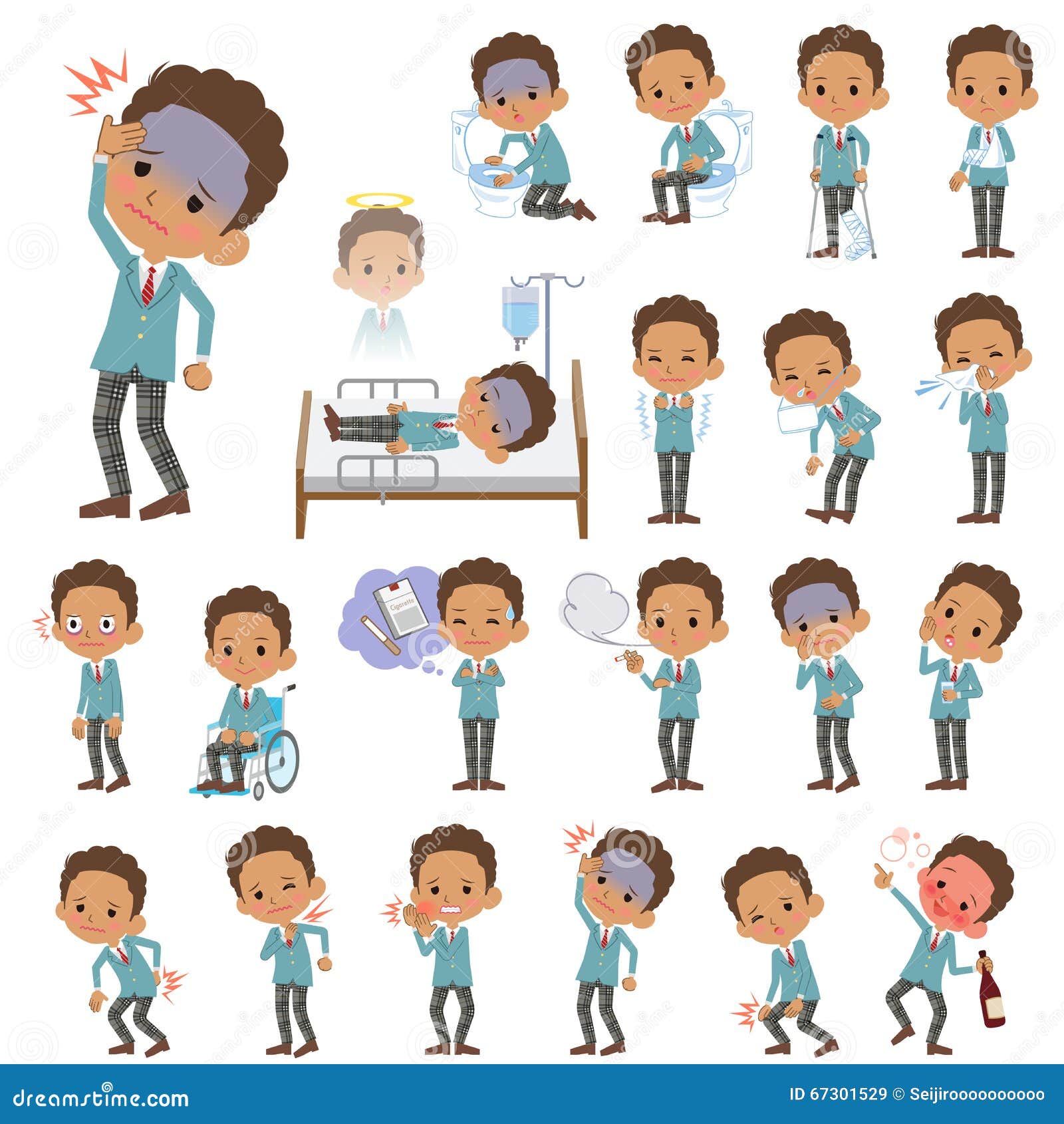 Black Schoolboy about the Sickness Stock Vector - Illustration of fever ...