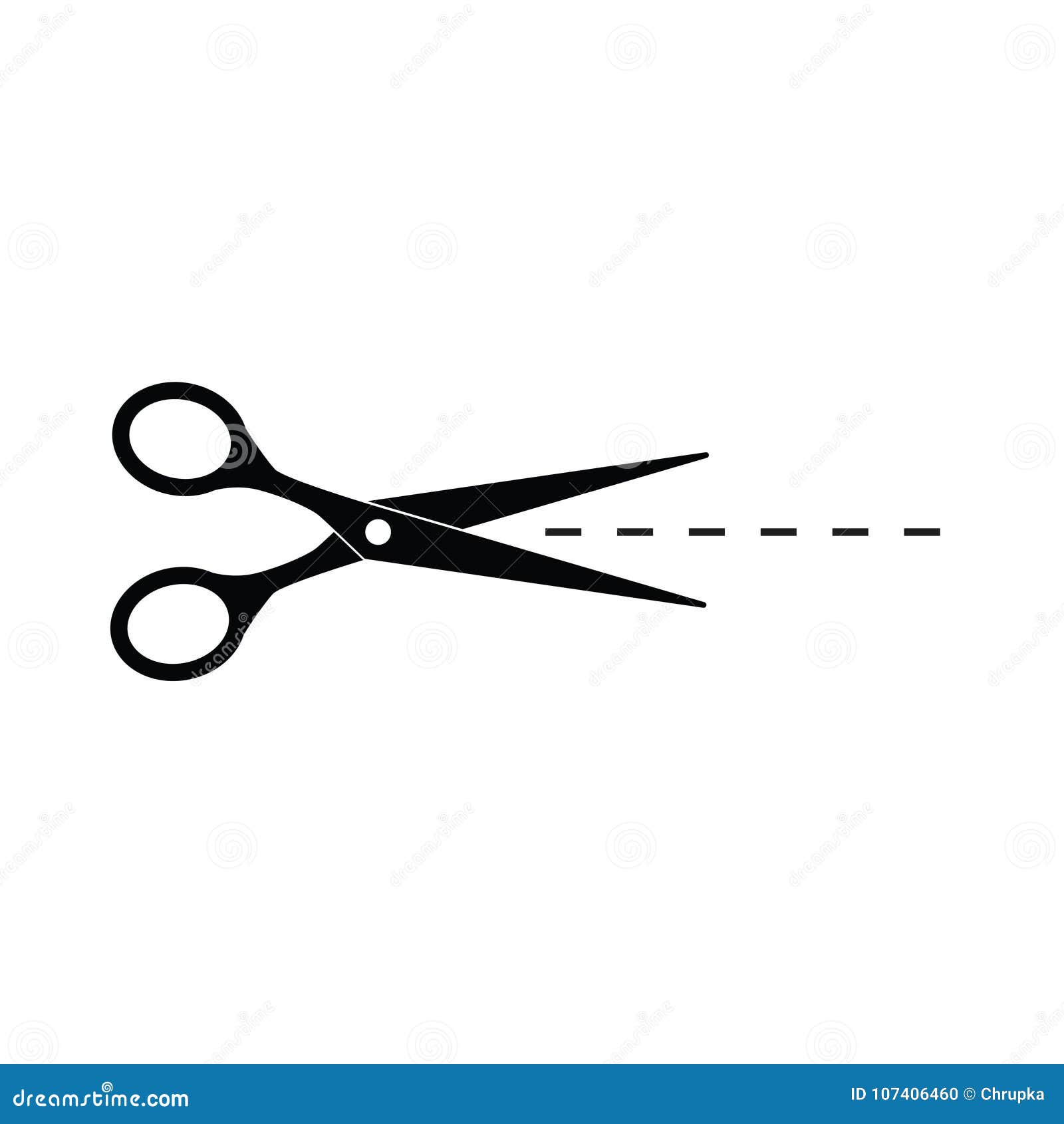 Black Scissors with Cut Line Icon Stock Vector - Illustration of salon ...