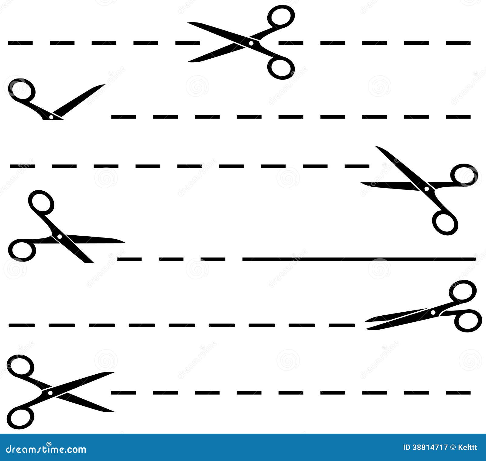 Black Scissors and Cut Lines Stock Vector - Illustration of icon ...