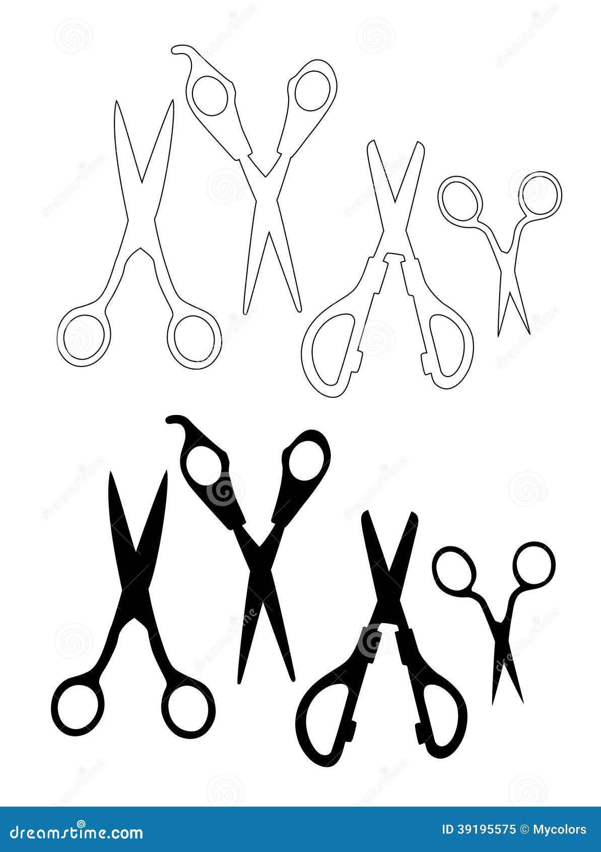 Black scissors - vector stock vector. Illustration of silhouette - 39195575