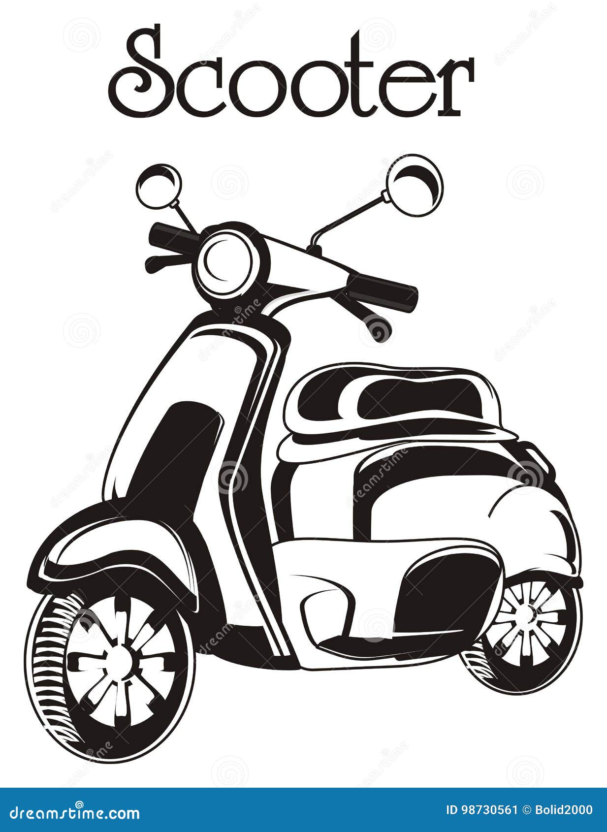 Black scooter with letters stock illustration. Illustration of move ...