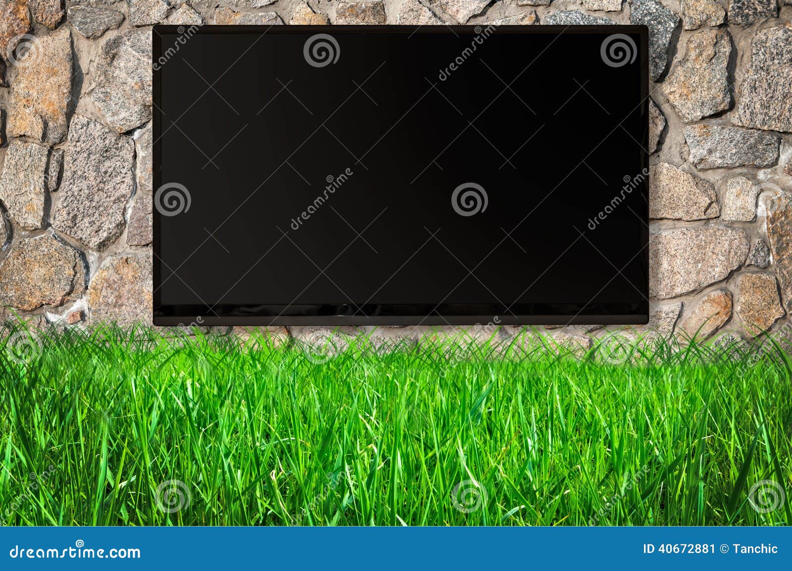 Black Screen on the Wall of Stone Stock Image - Image of architecture ...