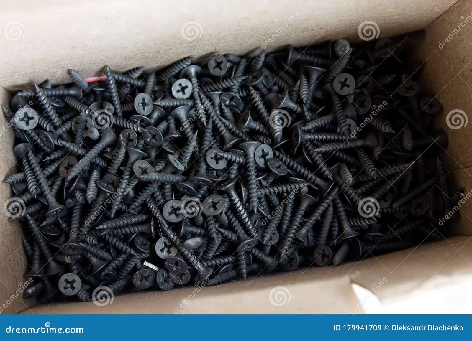 Black Screws in a Cardboard Box Stock Image - Image of industry, bolt ...