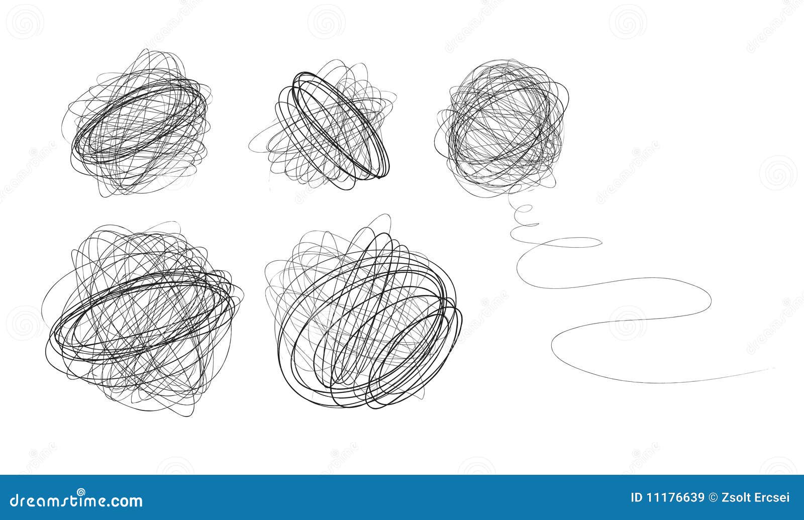 Black scribble balls stock vector. Illustration of spiral - 11176639