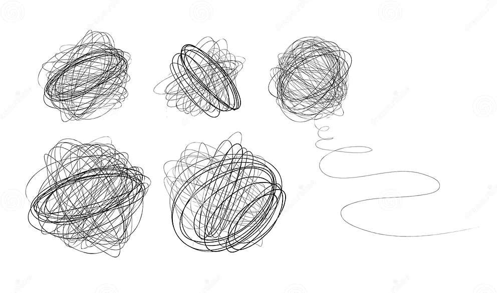 Black scribble balls stock vector. Illustration of spiral - 11176639