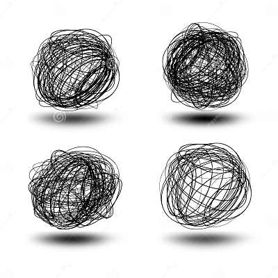 Black scribble balls stock vector. Illustration of circular - 11277327