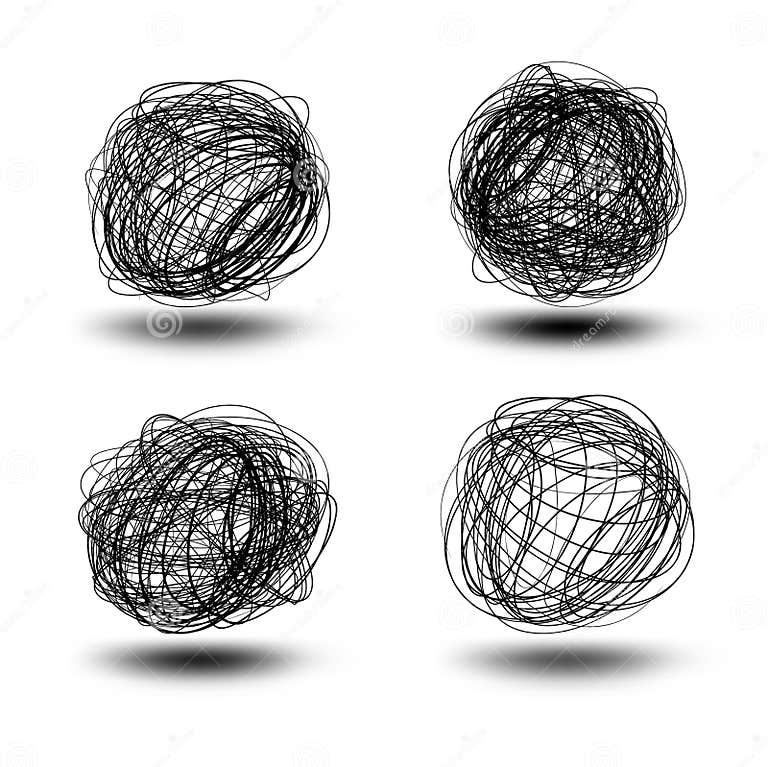 Black scribble balls stock vector. Illustration of circular - 11277327