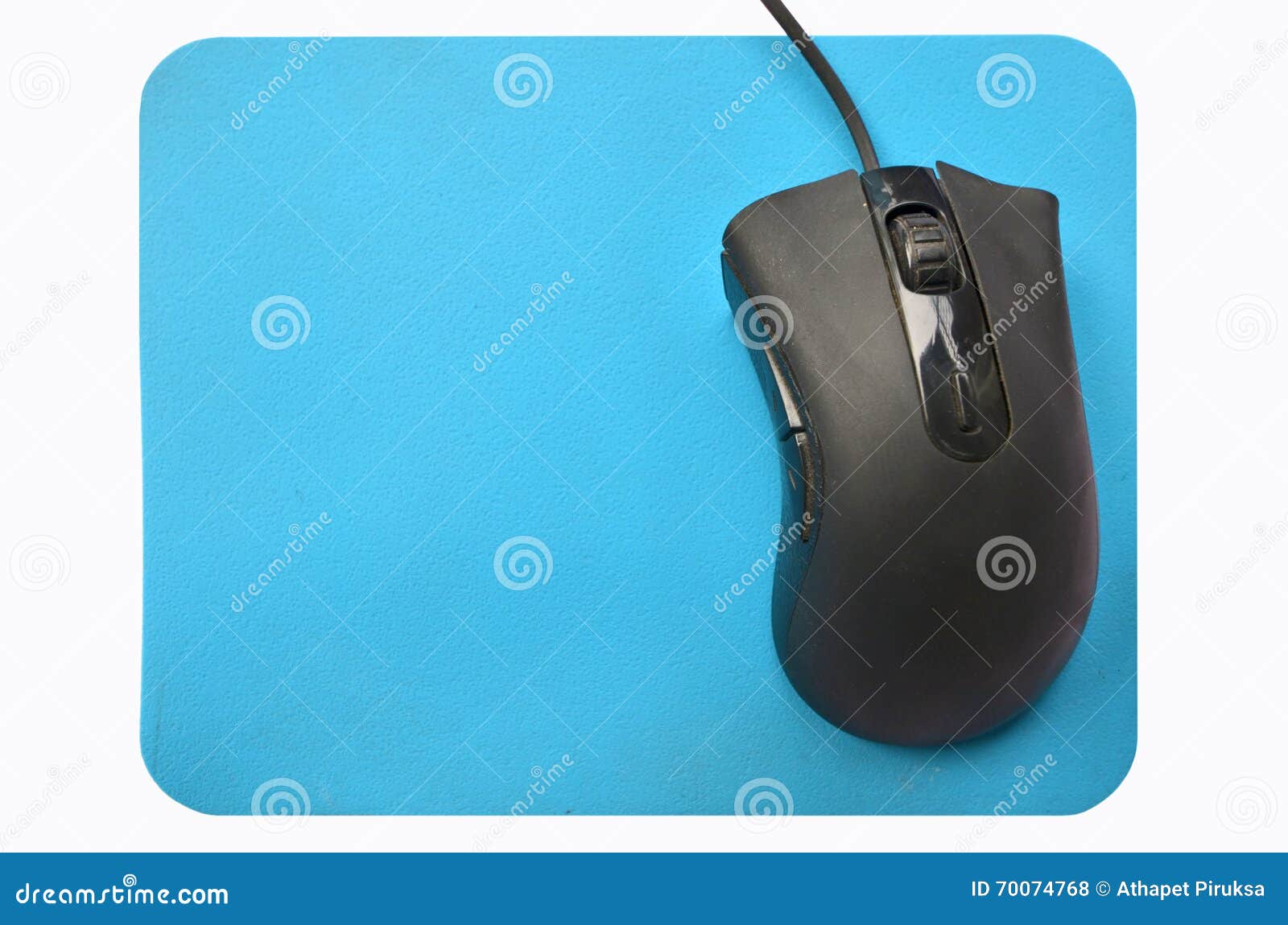 Black Scroll Mouse on Blue Pad Stock Photo - Image of mousepad ...