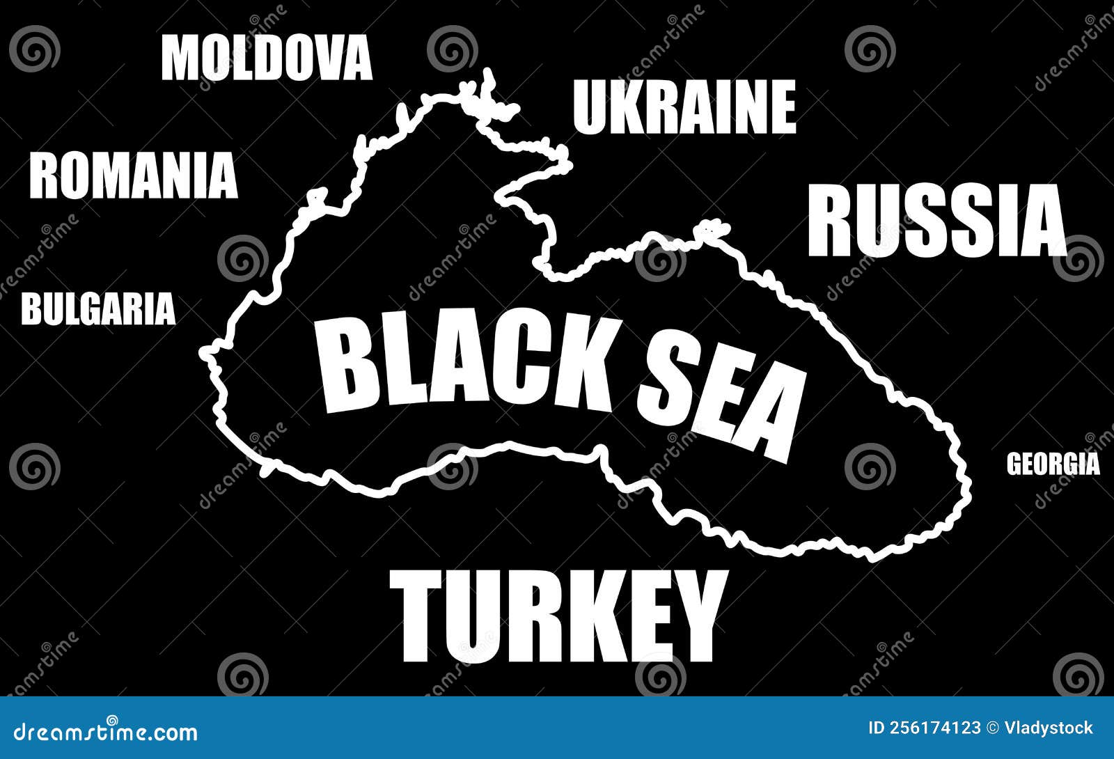 Black Sea. Map Boundaries of Black Sea with Other Countries Stock ...