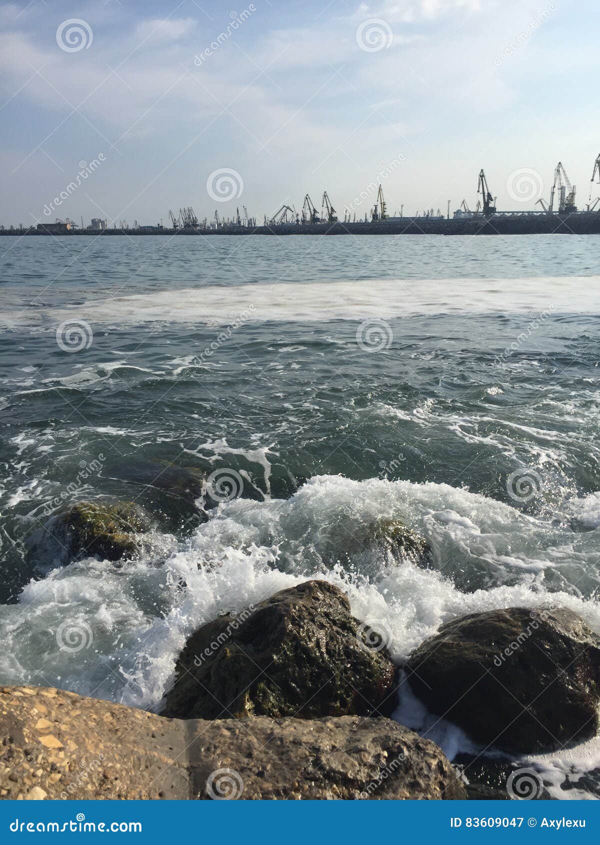 Black Sea on Rocks Next To Harbor Stock Image - Image of harbor, black ...