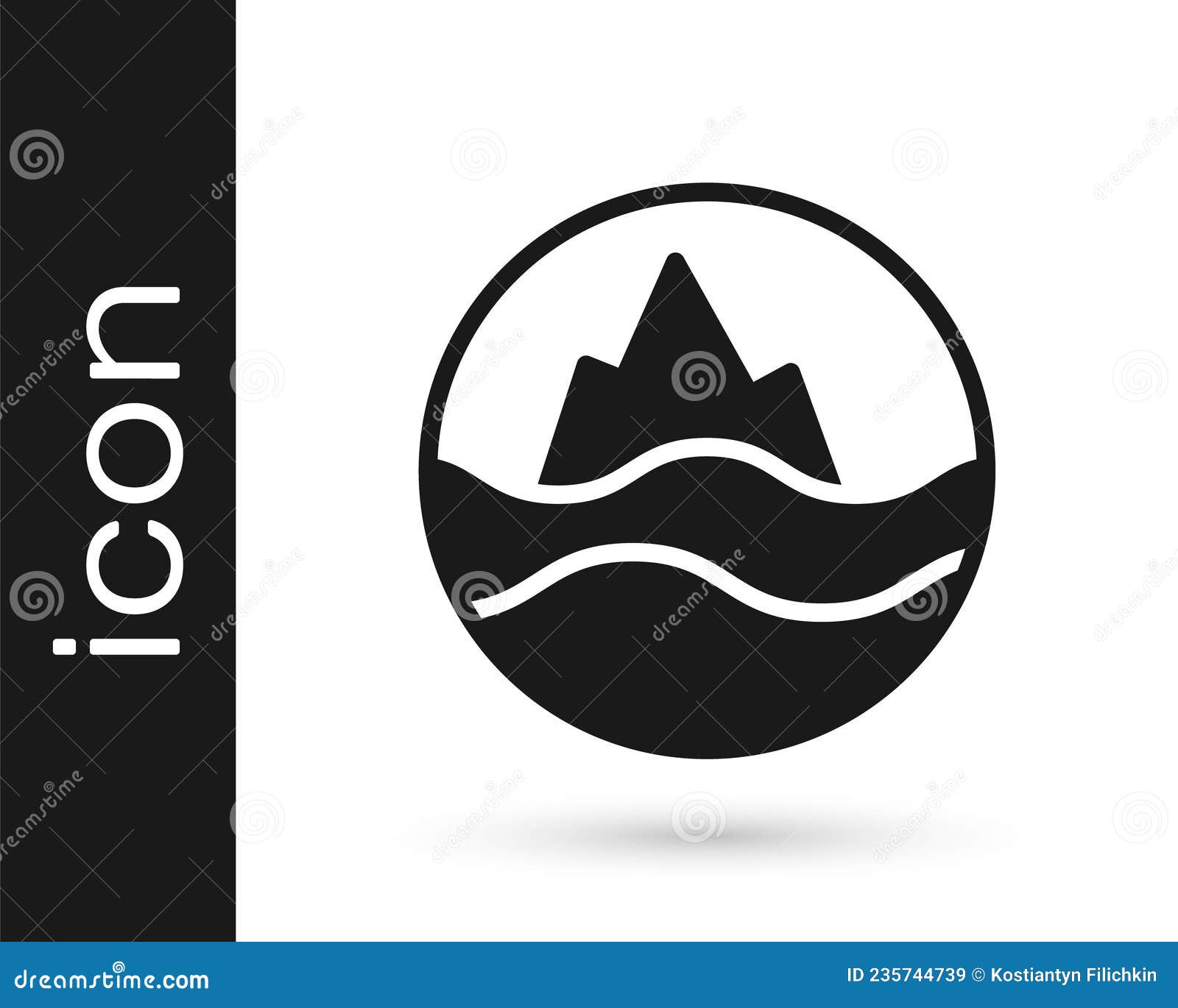Black Sea and Waves Icon Isolated on White Background. Vector Stock ...