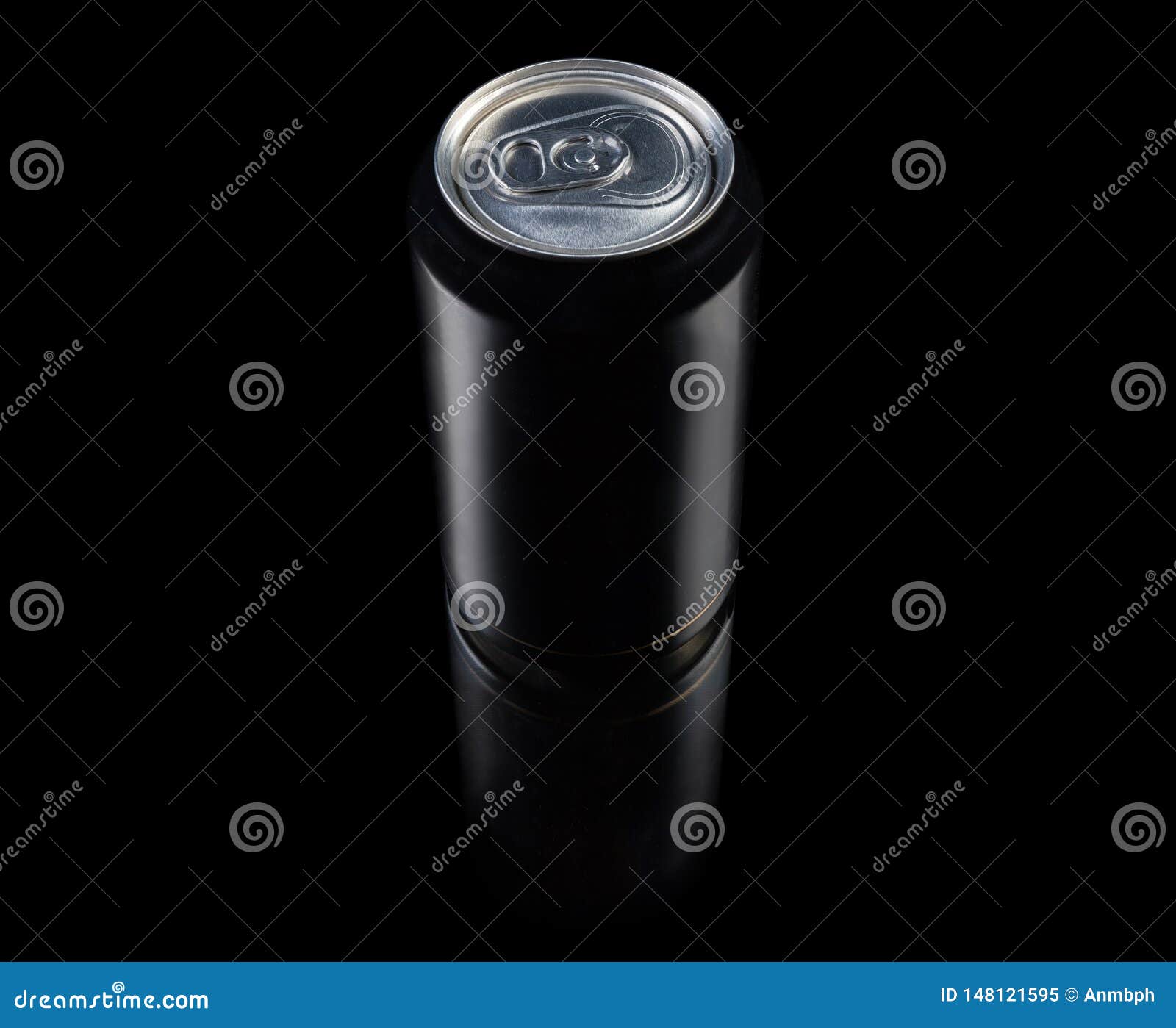 Black Sealed Beverage Can on a Black Background Stock Image - Image of ...