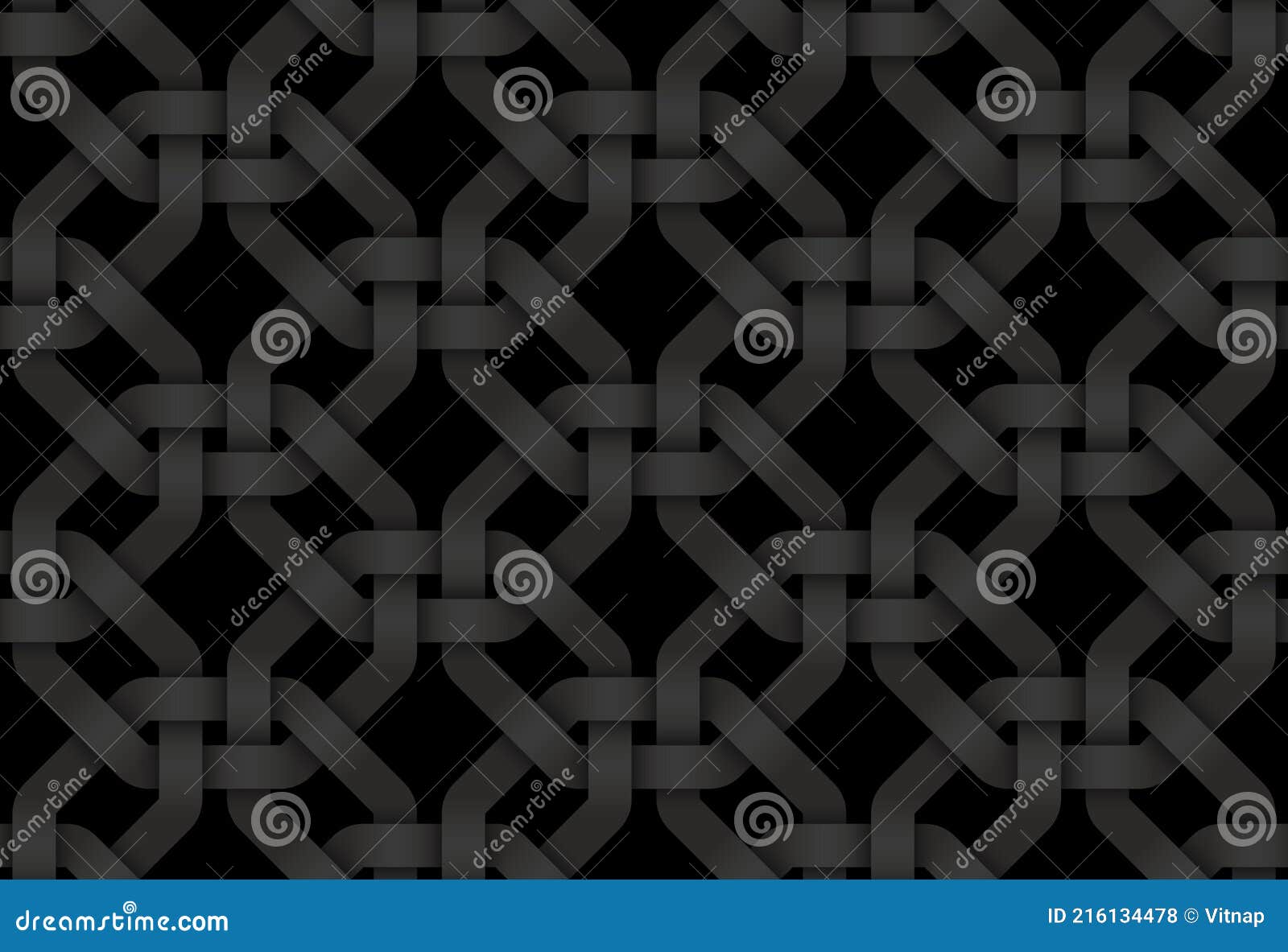 Black Seamless Pattern of Woven Octagonal Shaped Bands. Vector Dark ...