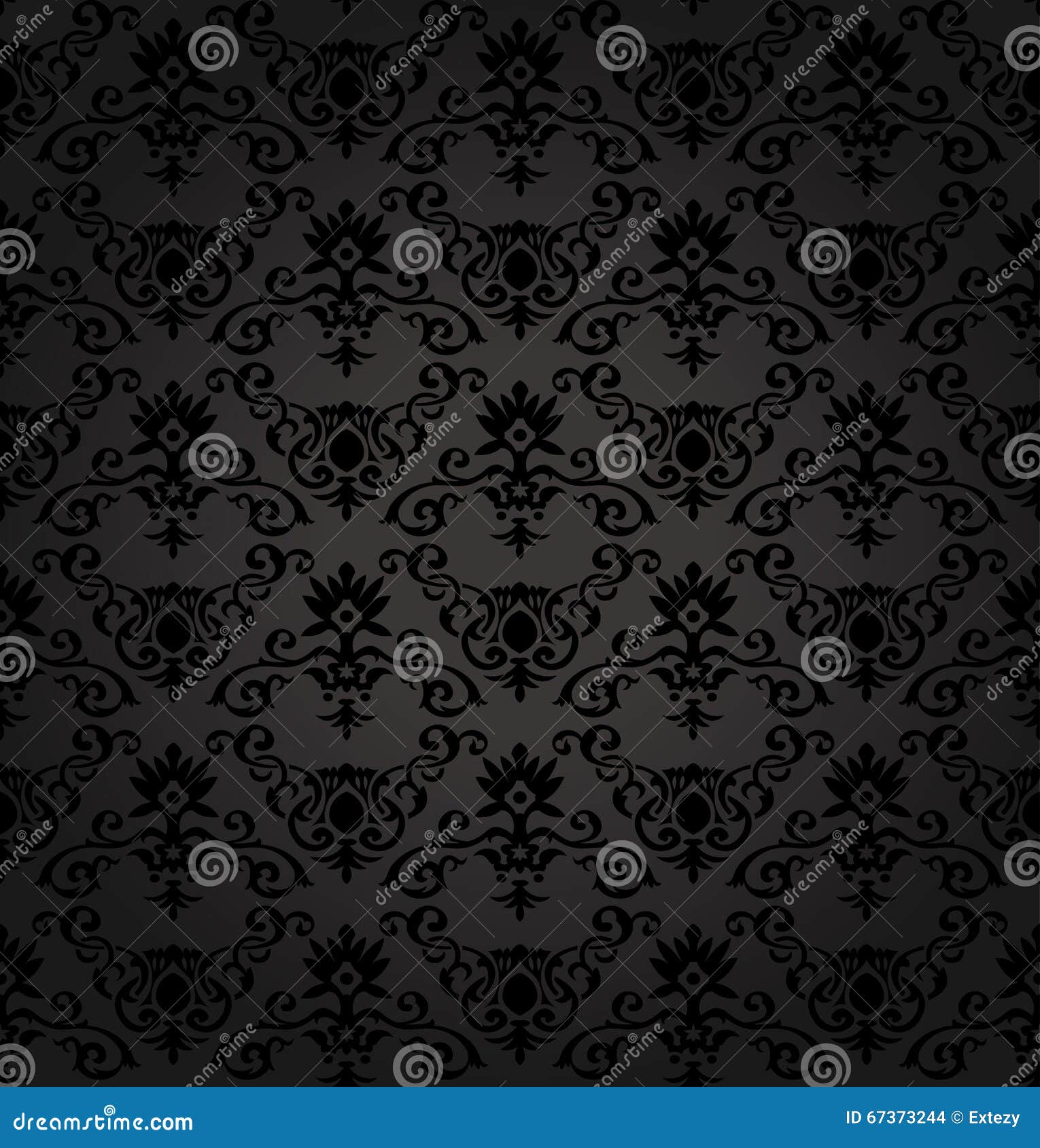 Black Seamless Floral Pattern Stock Vector - Illustration of black ...