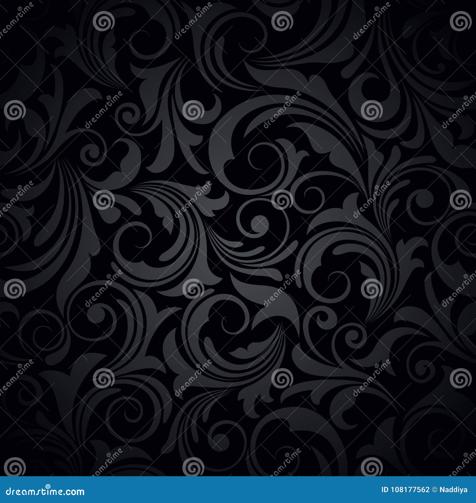 Black Seamless Floral Pattern. Vector Illustration. Stock Vector ...