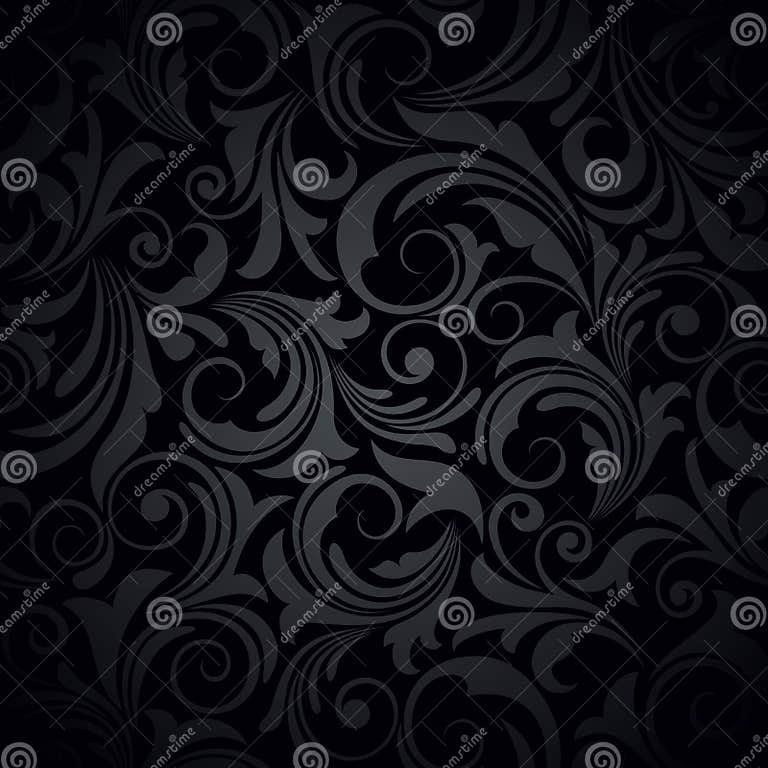 Black Seamless Floral Pattern. Vector Illustration. Stock Vector ...
