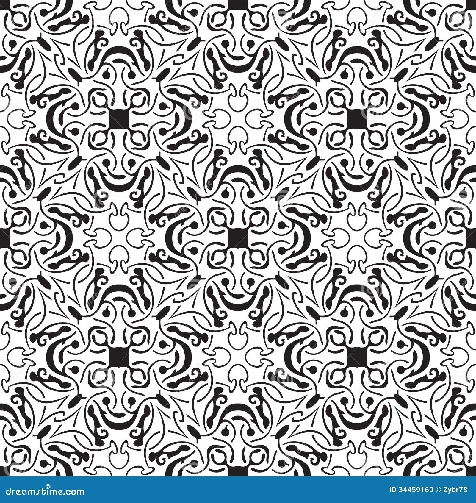 Black seamless pattern stock vector. Illustration of wallpaper - 34459160