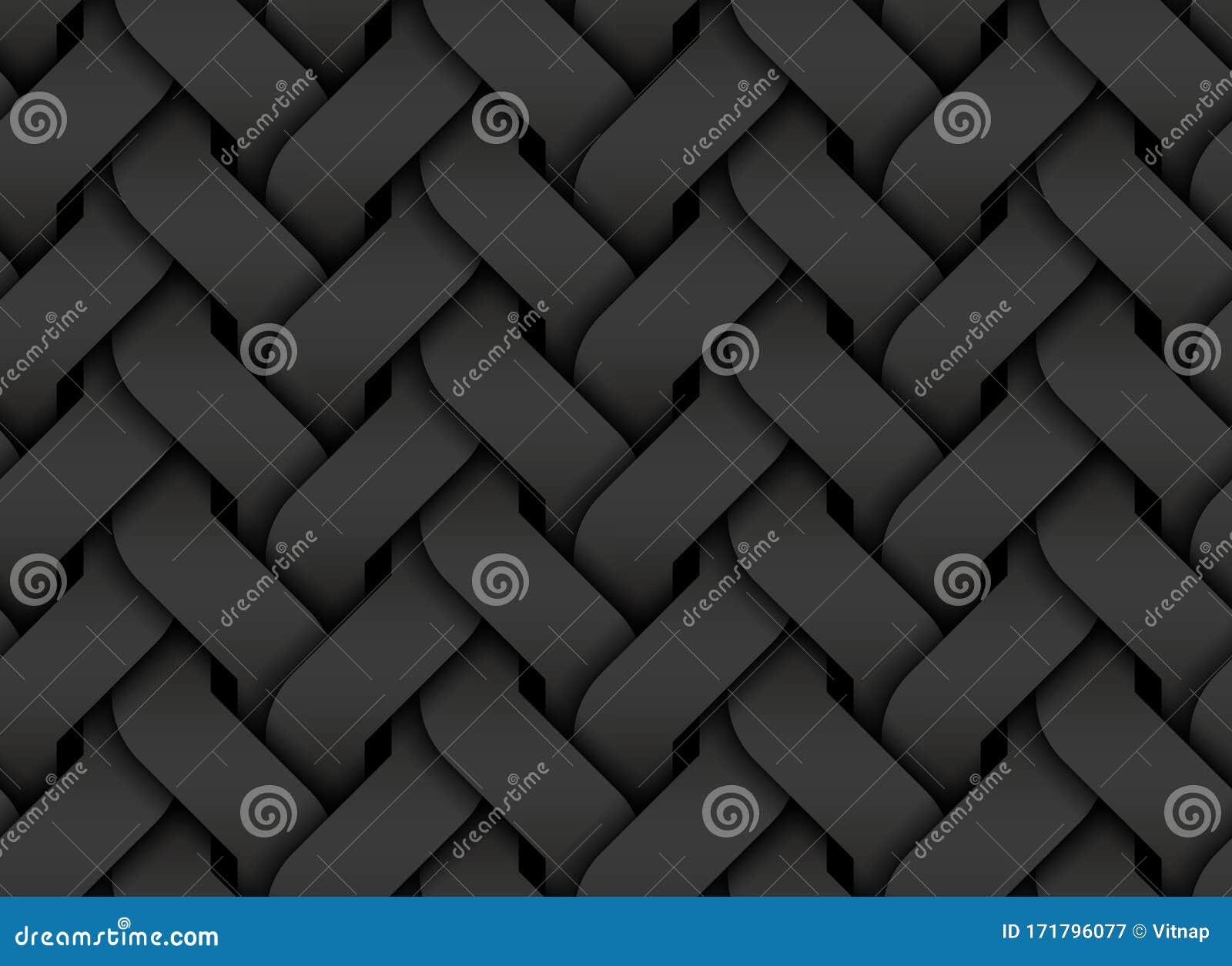 Black Seamless Pattern Of Entwined Curve Bands. Vector Dark Texture ...