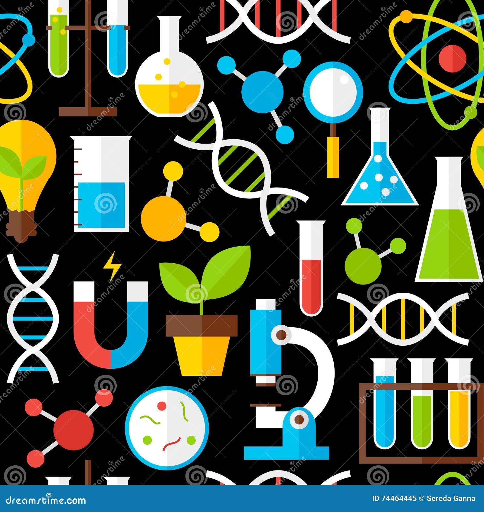 Black Seamless Pattern Science Education Stock Vector - Illustration of ...