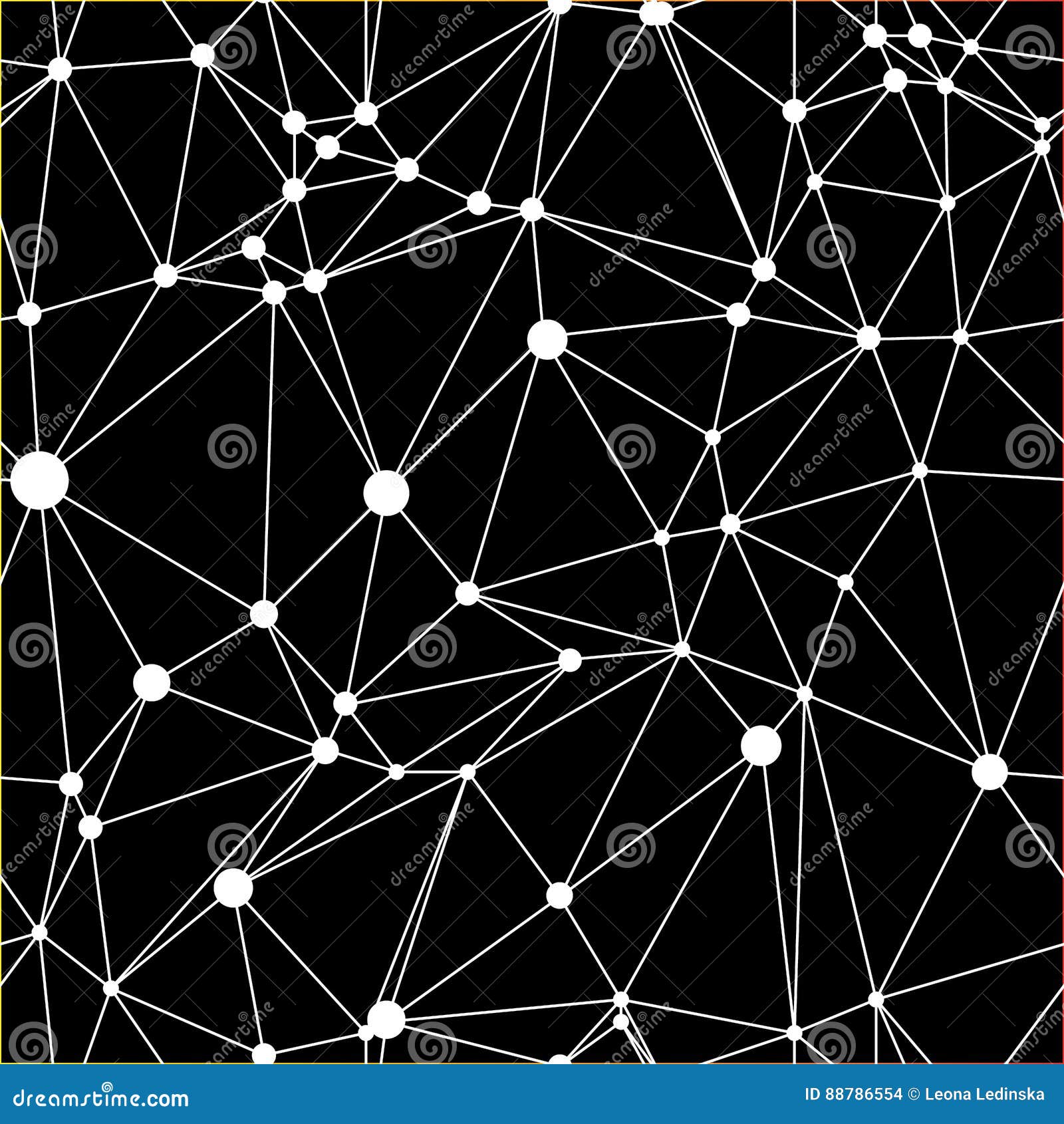 Black Seamless Pattern with White Points and Connections Stock Vector ...
