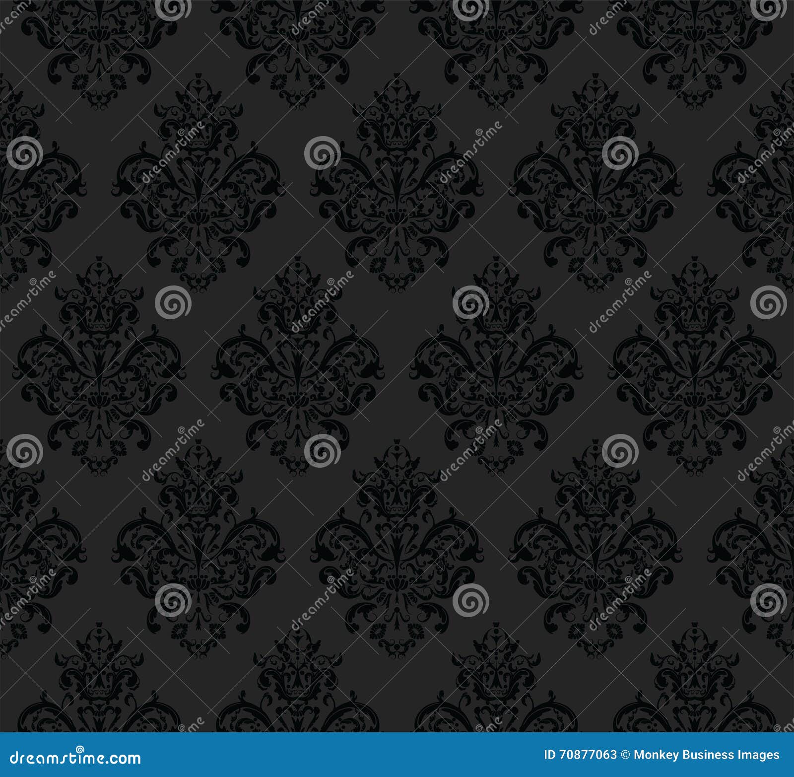 Black Seamless Repeating Vector Pattern. Elegant Design in Baroque ...