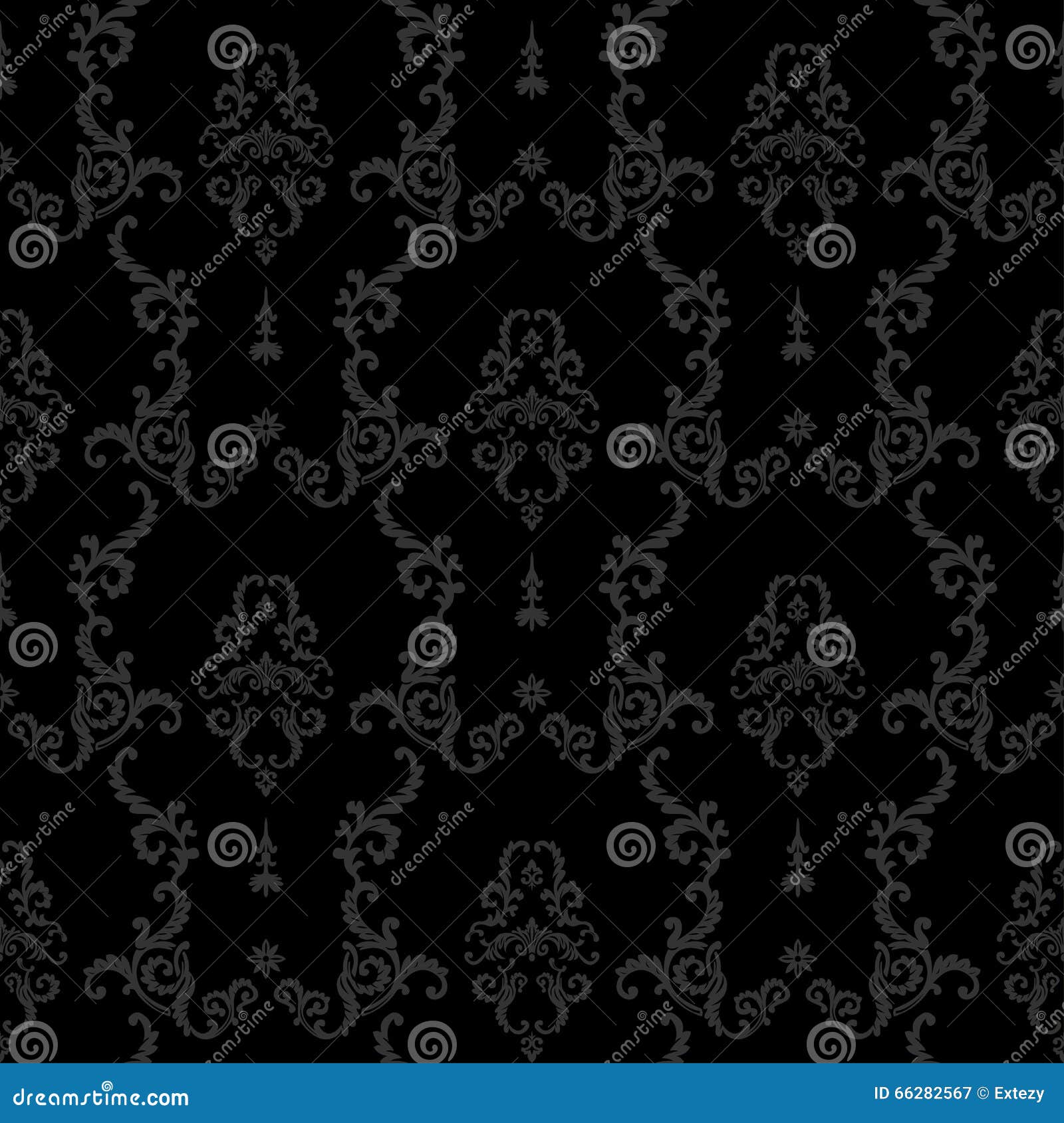 Black Seamless Vintage Background. Baroque Floral Pattern Stock Vector ...