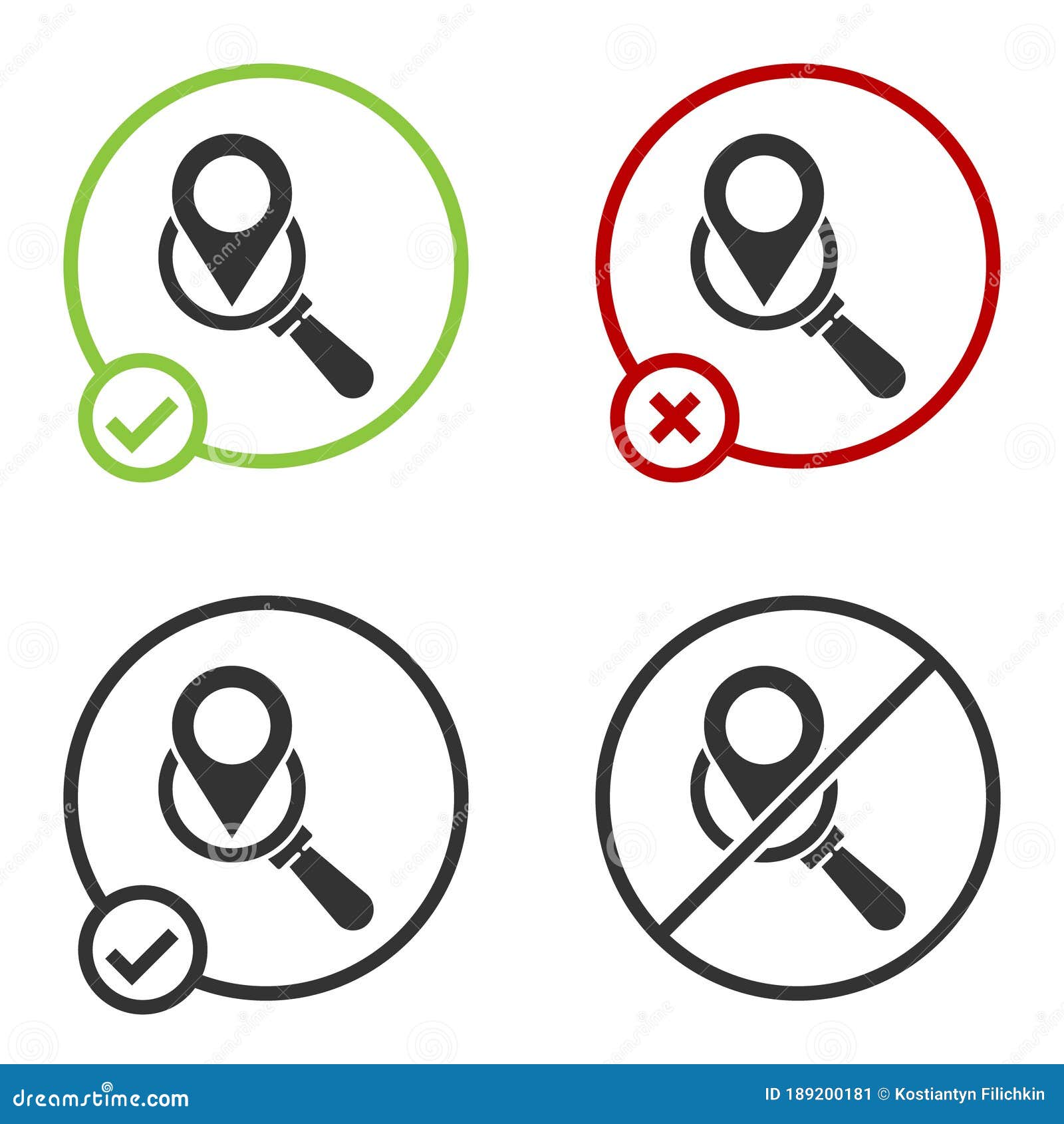 Black Search Location Icon Isolated on White Background. Magnifying ...