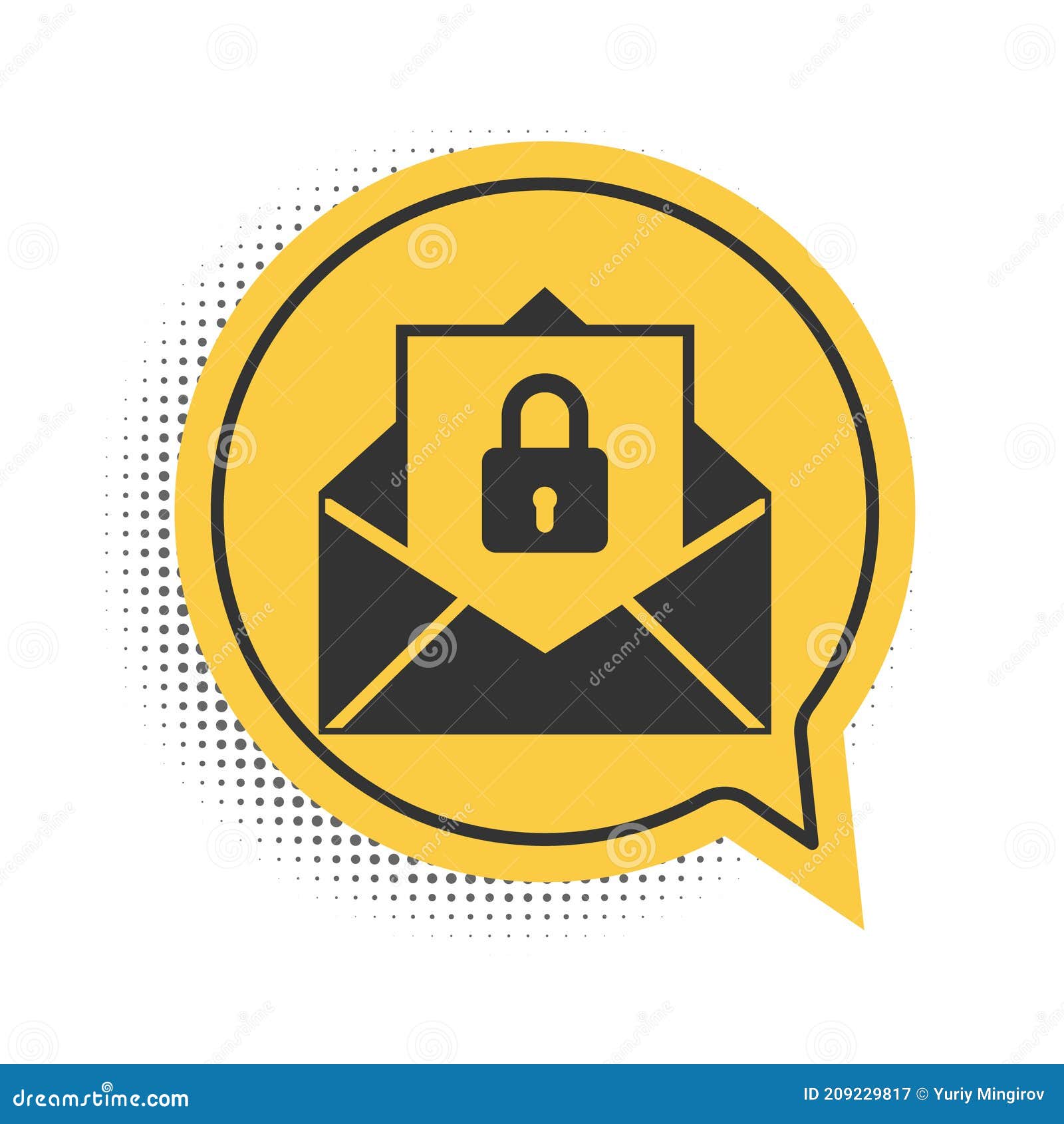 Black Secure Mail Icon Isolated on White Background. Mailing Envelope ...