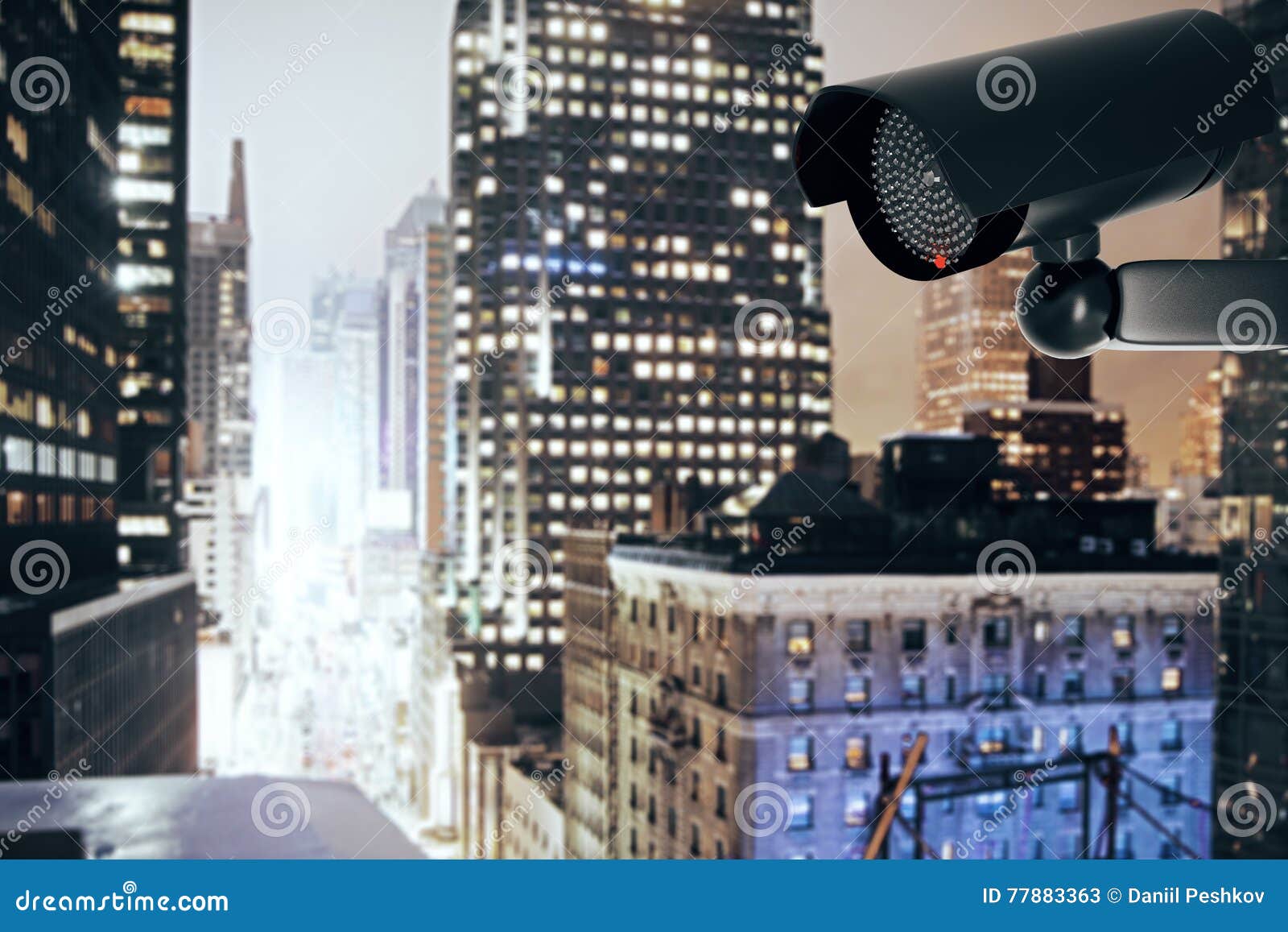 Black Security Camera on City Background Stock Illustration ...