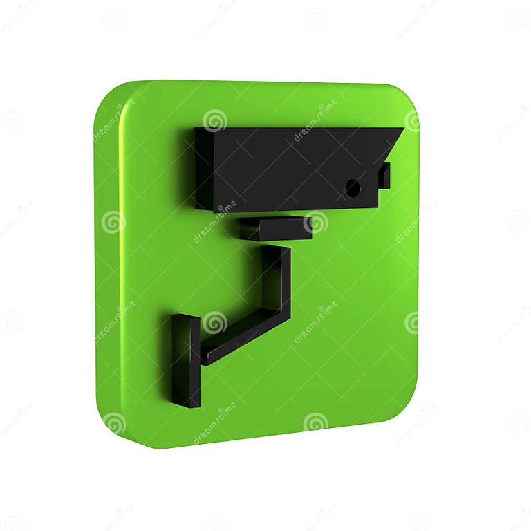 Black Security Camera Icon Isolated on Transparent Background. Green ...