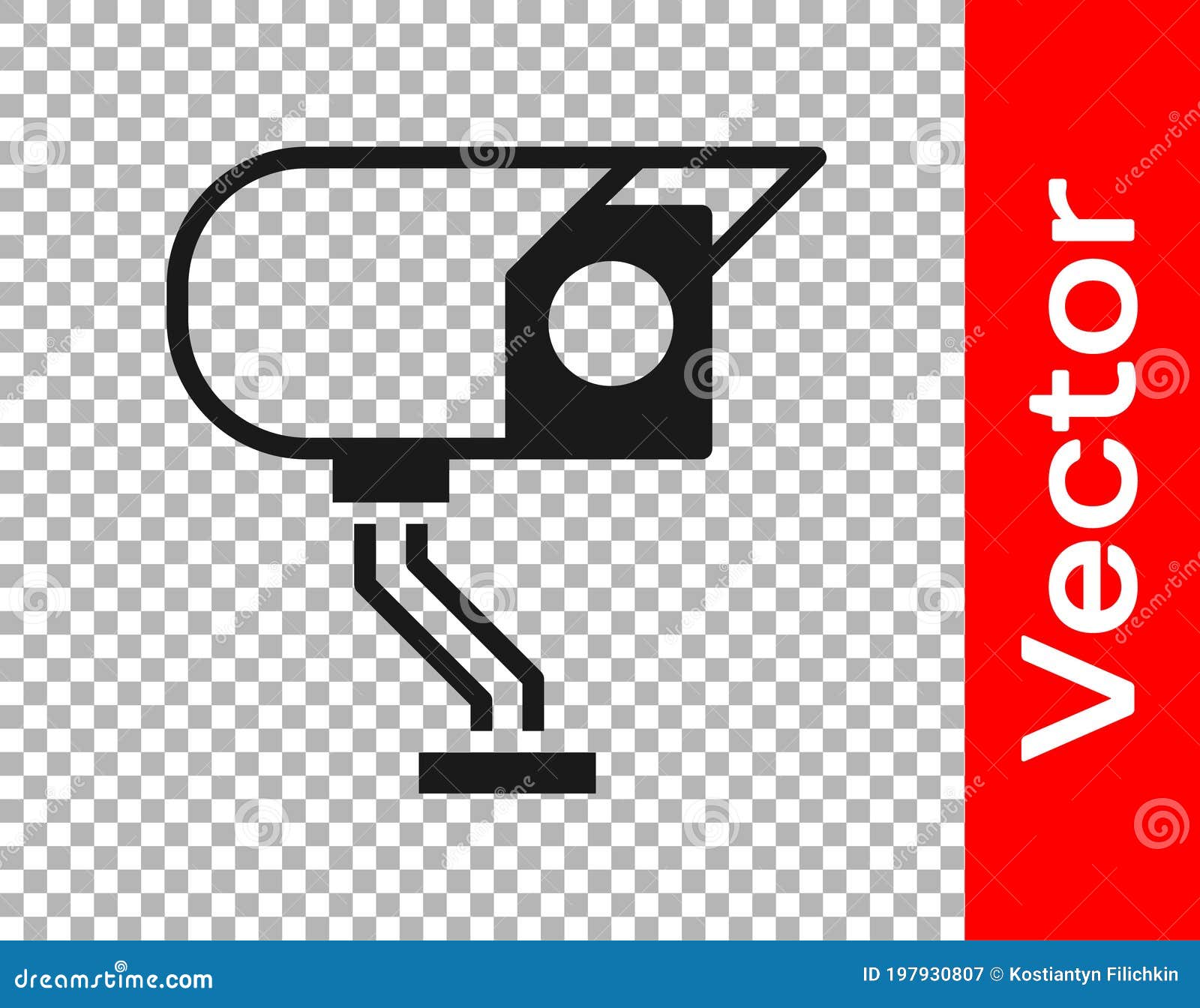 Black Security Camera Icon Isolated on Transparent Background. Vector ...