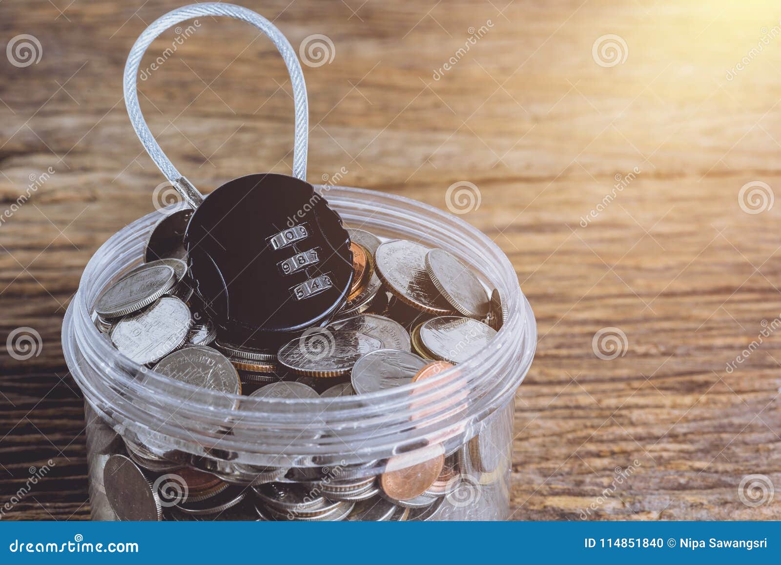 Black Security Lock with Pass-code or Password and Full Coins Wi Stock ...