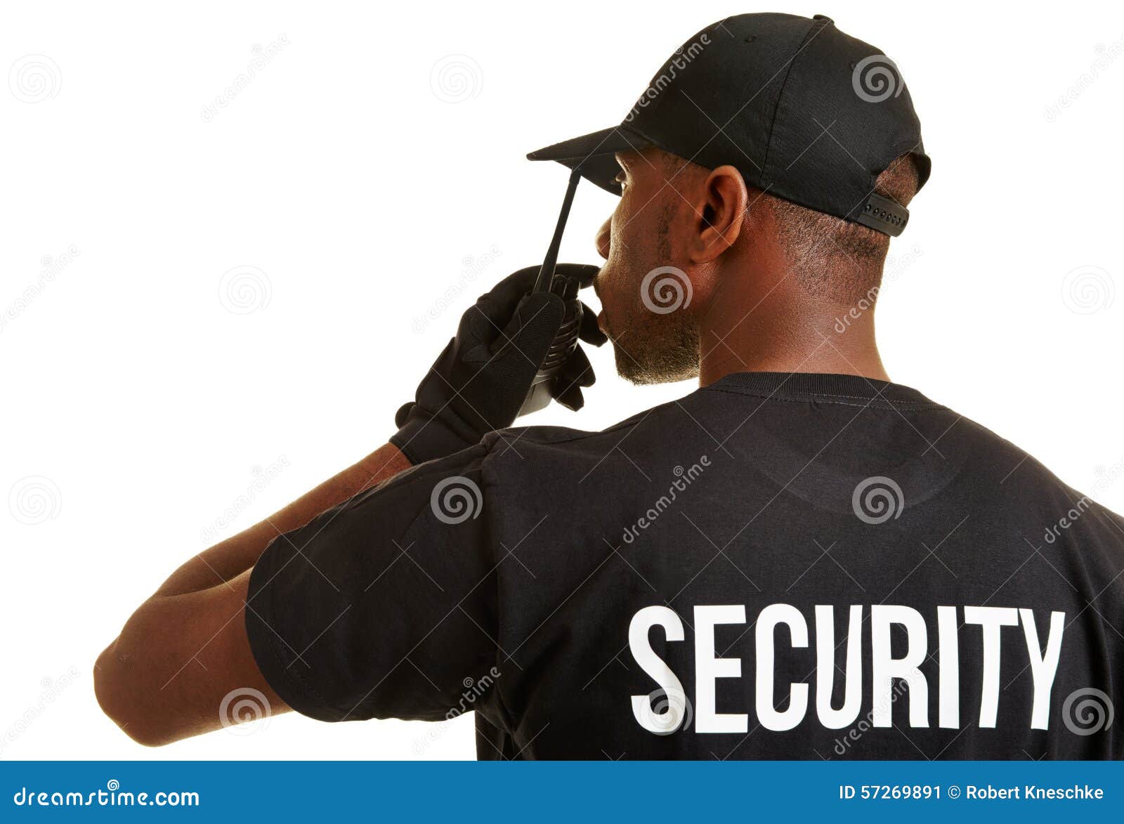 Black Security Man with Radio Set Stock Image - Image of alarm, control ...