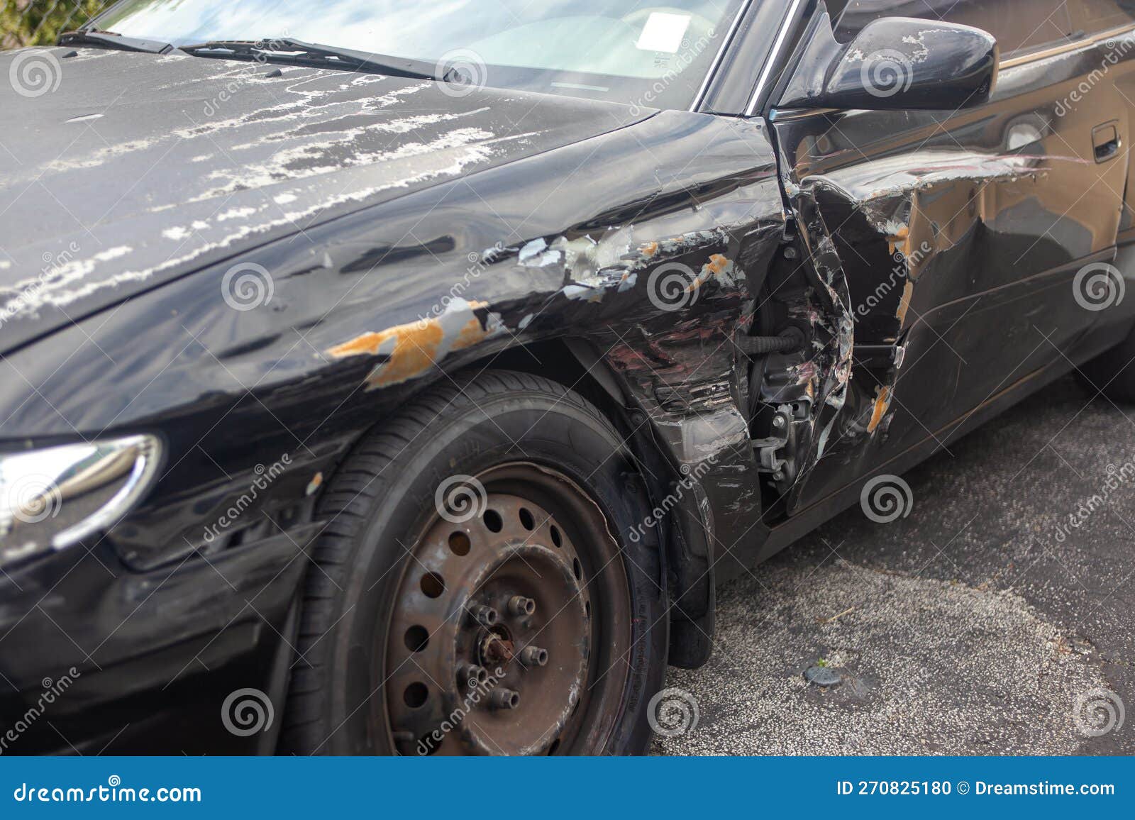 Driver Side Accident Damage Stock Photo - Image of misfortune, crash ...