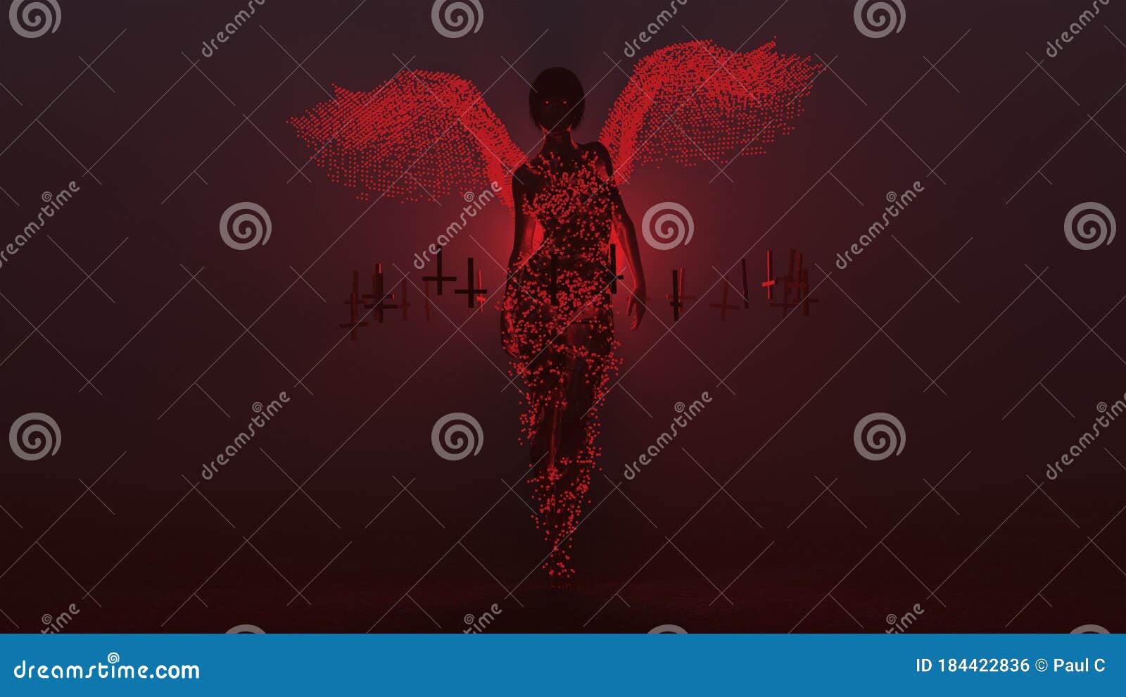 Black Seductive Devil Vampire Fallen Angel Horns Wings Formed Out Of ...